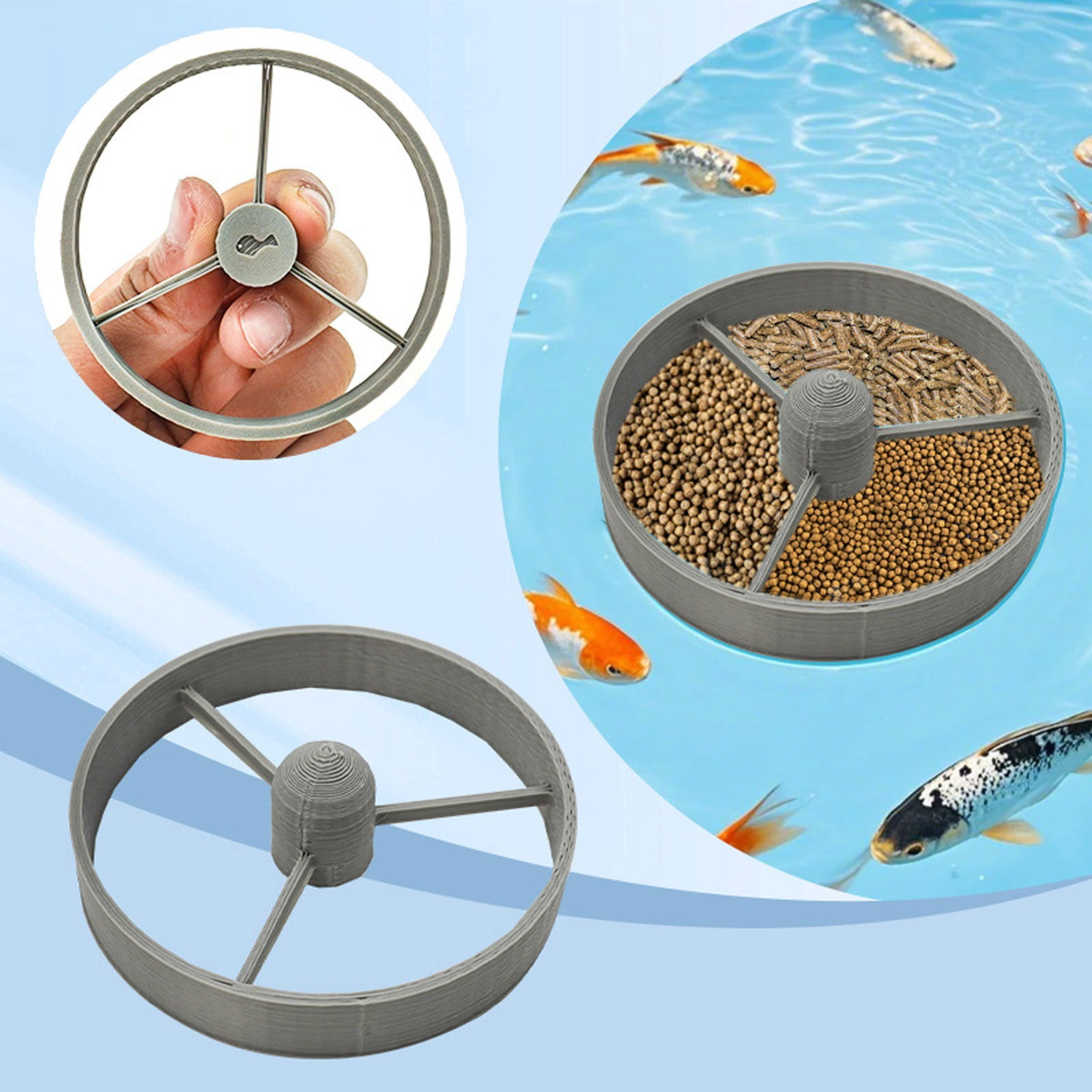 mtvxesu Fish Pond Feeder - Gray Floating Plastic Fish Tank Feeder for ...