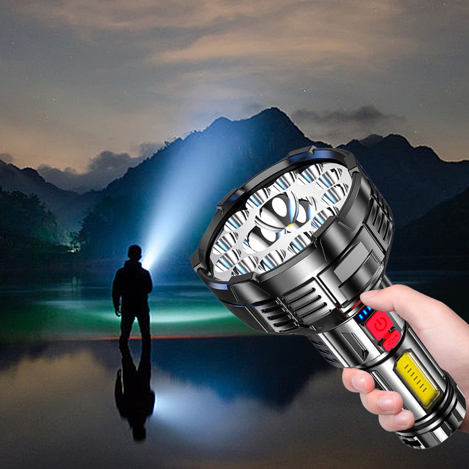 mtvxesu Flashlight, Outdoor Strong Light Flashlight Charging 15 Hole ...