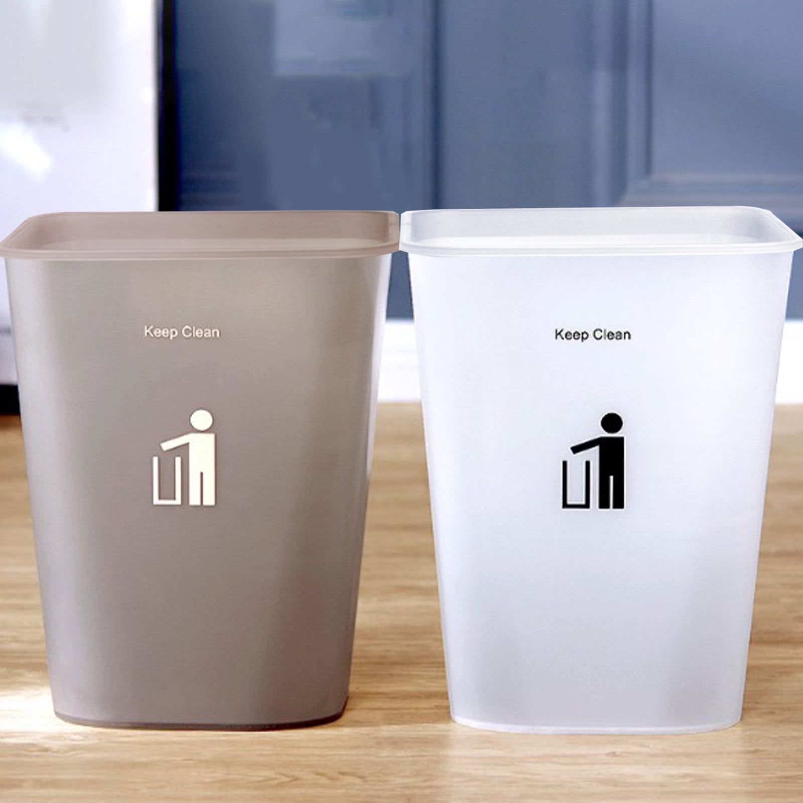 mtvxesu Garbage Can with Lid, Plastic Trash Can, Modern Open Top Waste ...