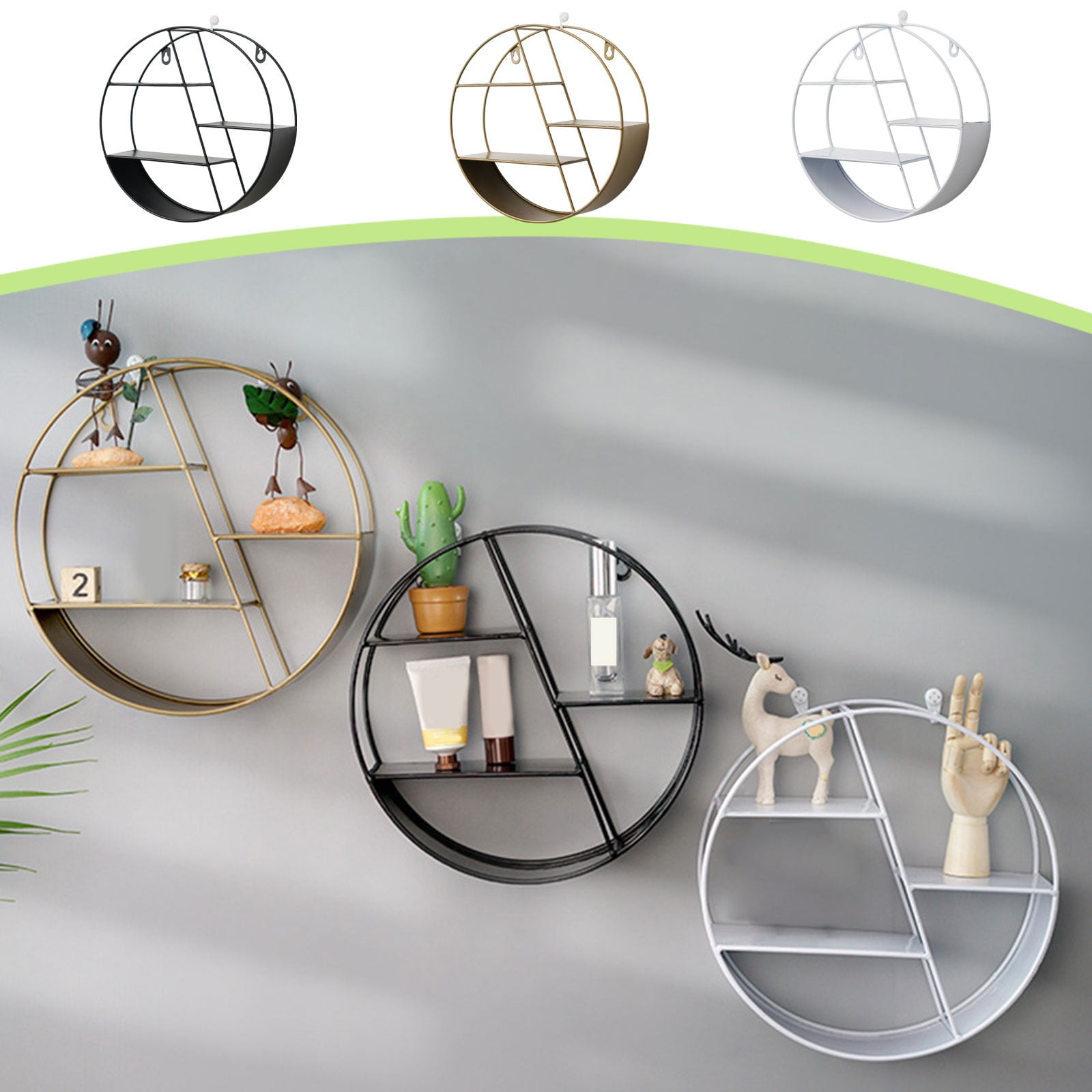 mtvxesu Iron Wall Storage Rack - Decorative Wall Hanging Organizer with ...