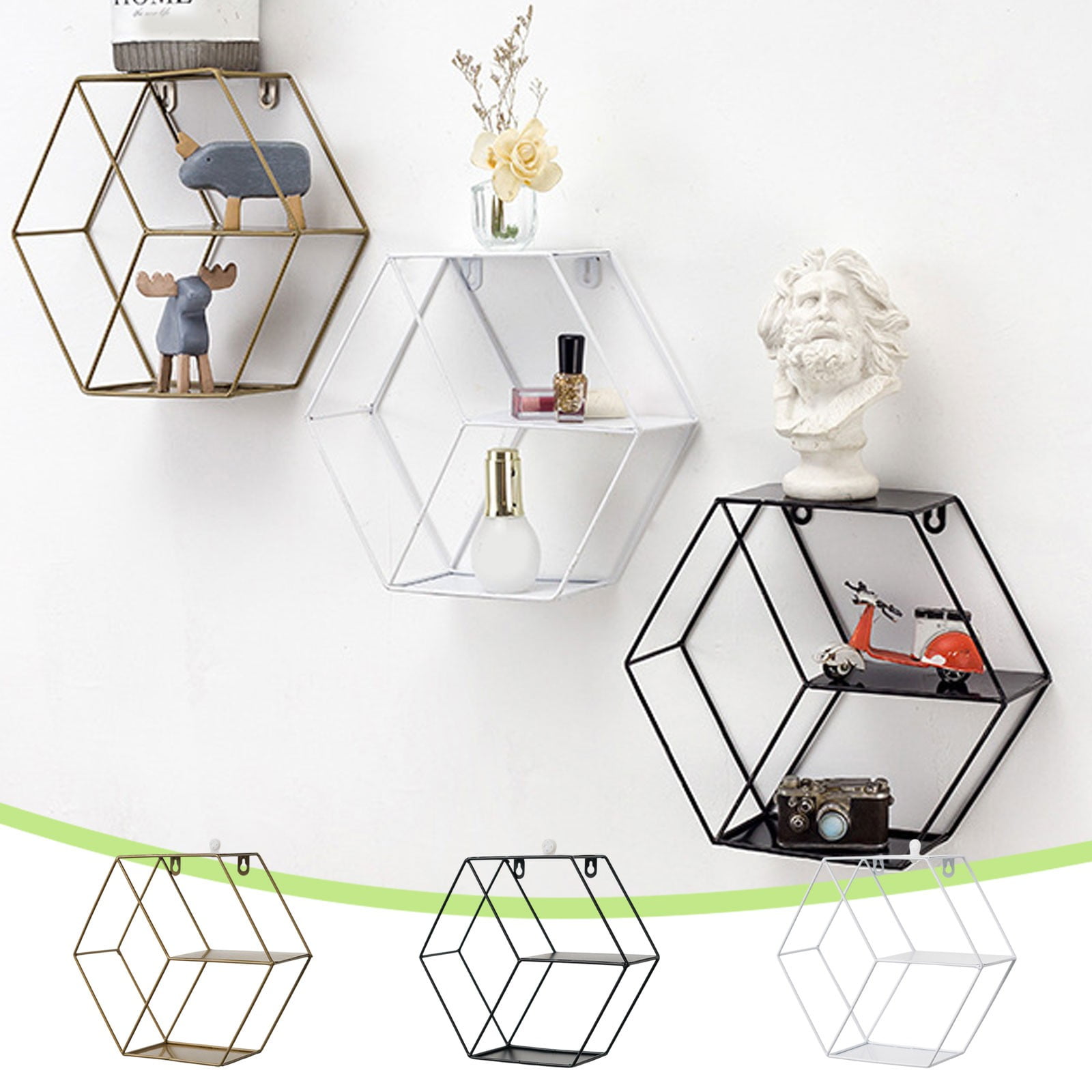 mtvxesu Iron Wall Storage Rack with Multiple Shelves - Wall-Mounted ...