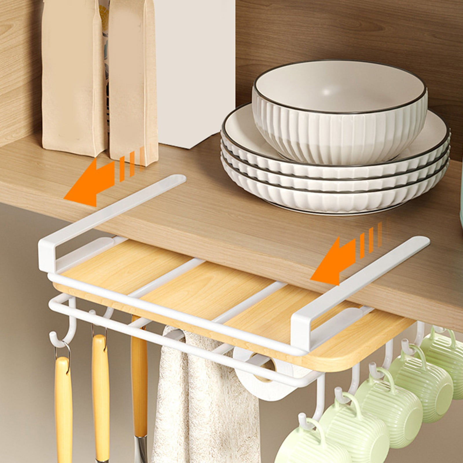 mtvxesu Kitchen Storage Rack, Single-Tier Hanging Cabinet Organizer ...
