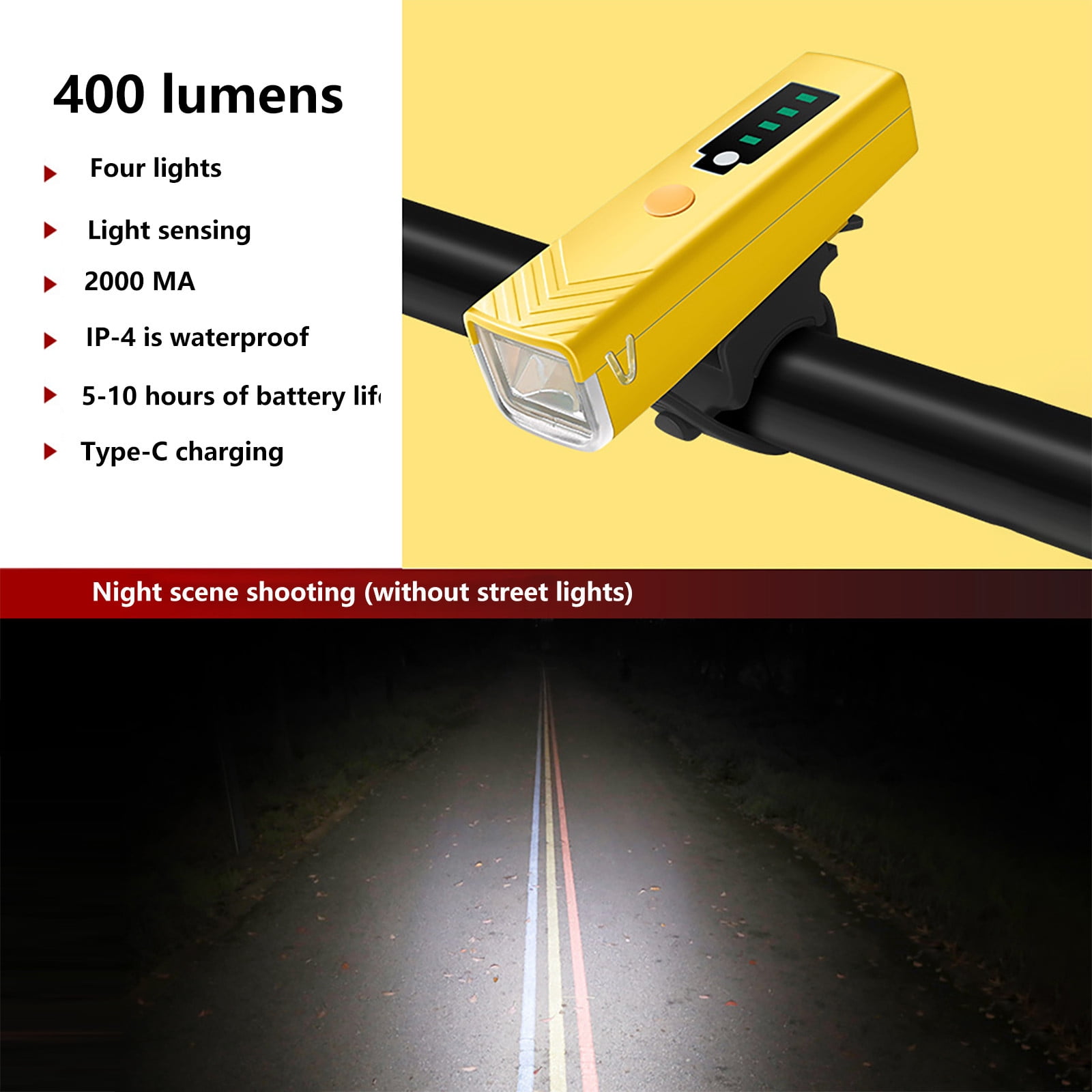 mtvxesu LED Flashlight Rechargeable, German Regulation Bike Light, 400 ...