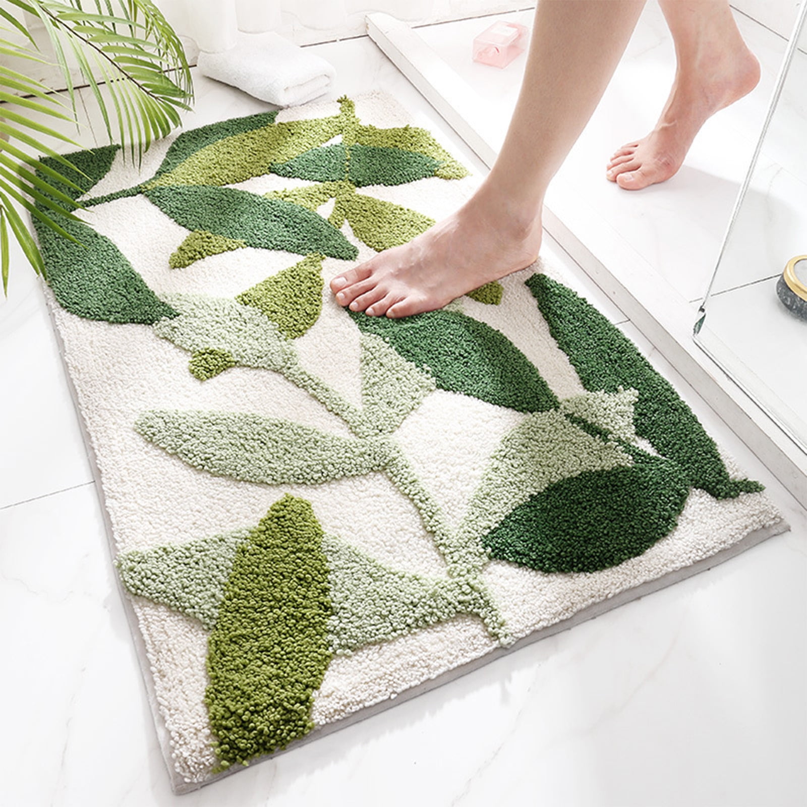 mtvxesu Leaf Green Bath Rug, 17.5" x 25.5", Non-Slip - Walmart.com