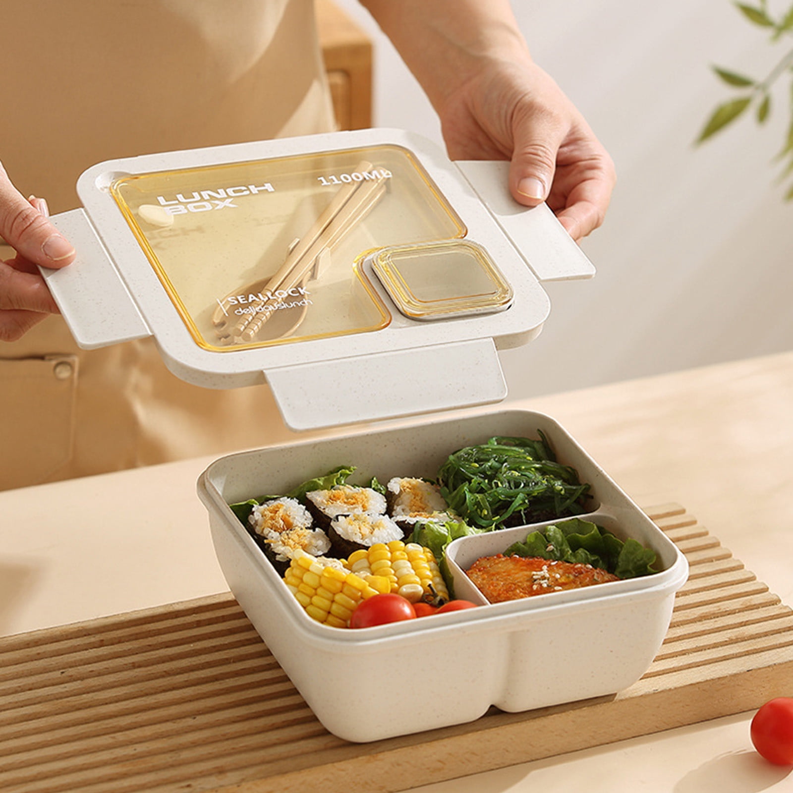 mtvxesu Lunch Box with Containers, 1100ml Square Lunch Box with Dipping ...