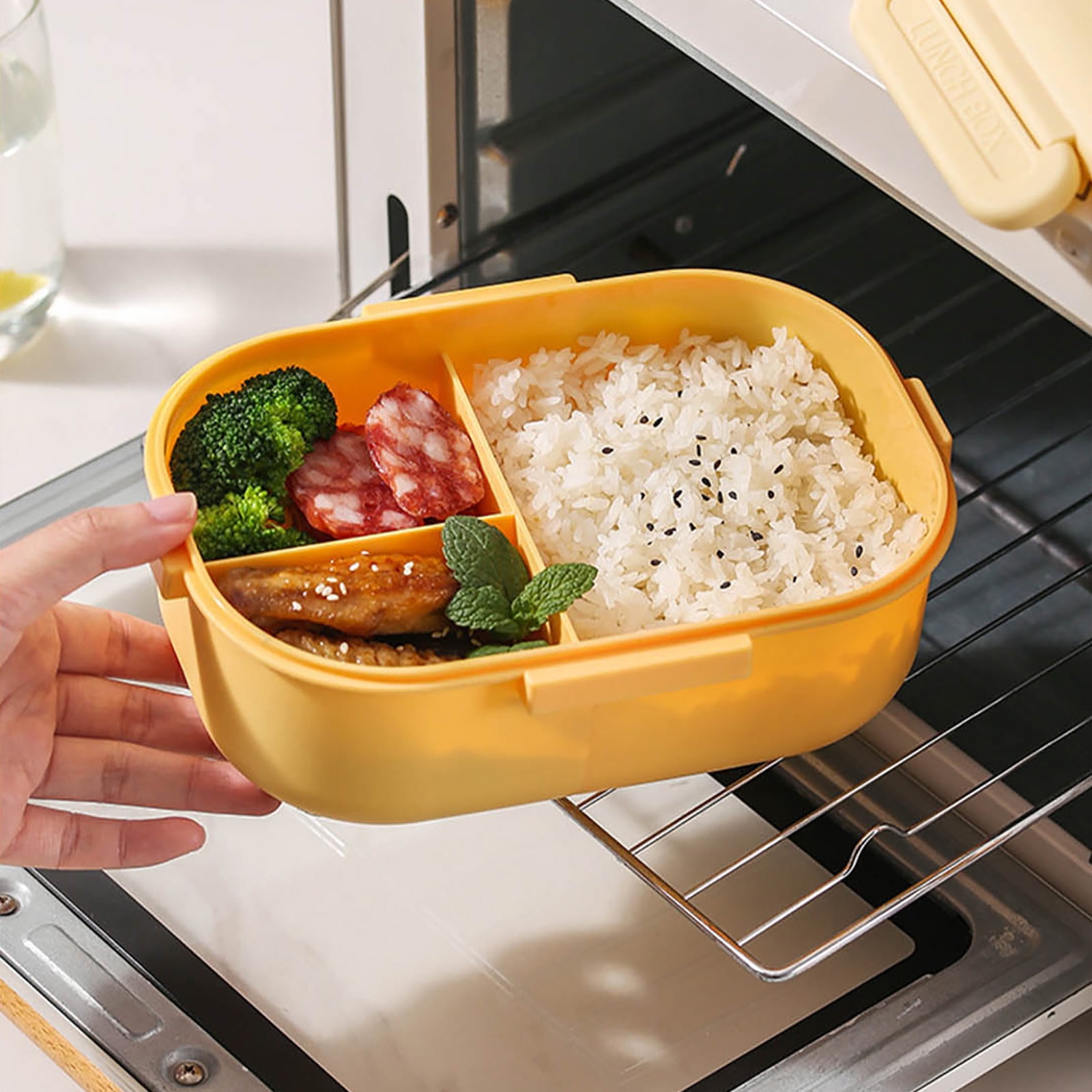 mtvxesu Lunch Box with Containers, 3-Compartment Bento Lunch Box ...