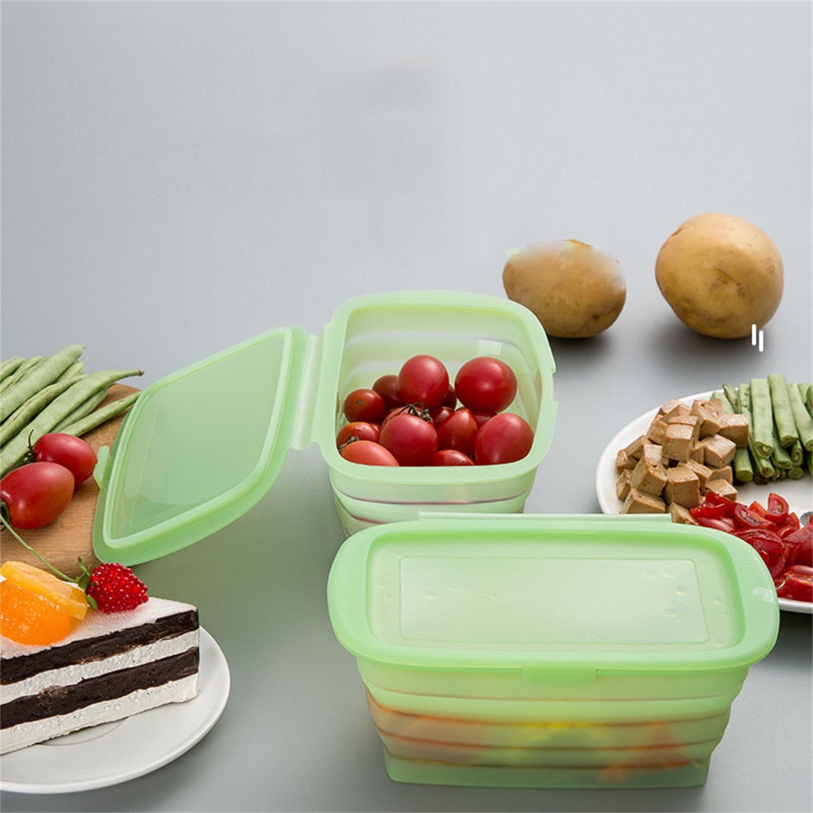 mtvxesu Lunch Box with Containers, Foldable Silicone Storage Box ...
