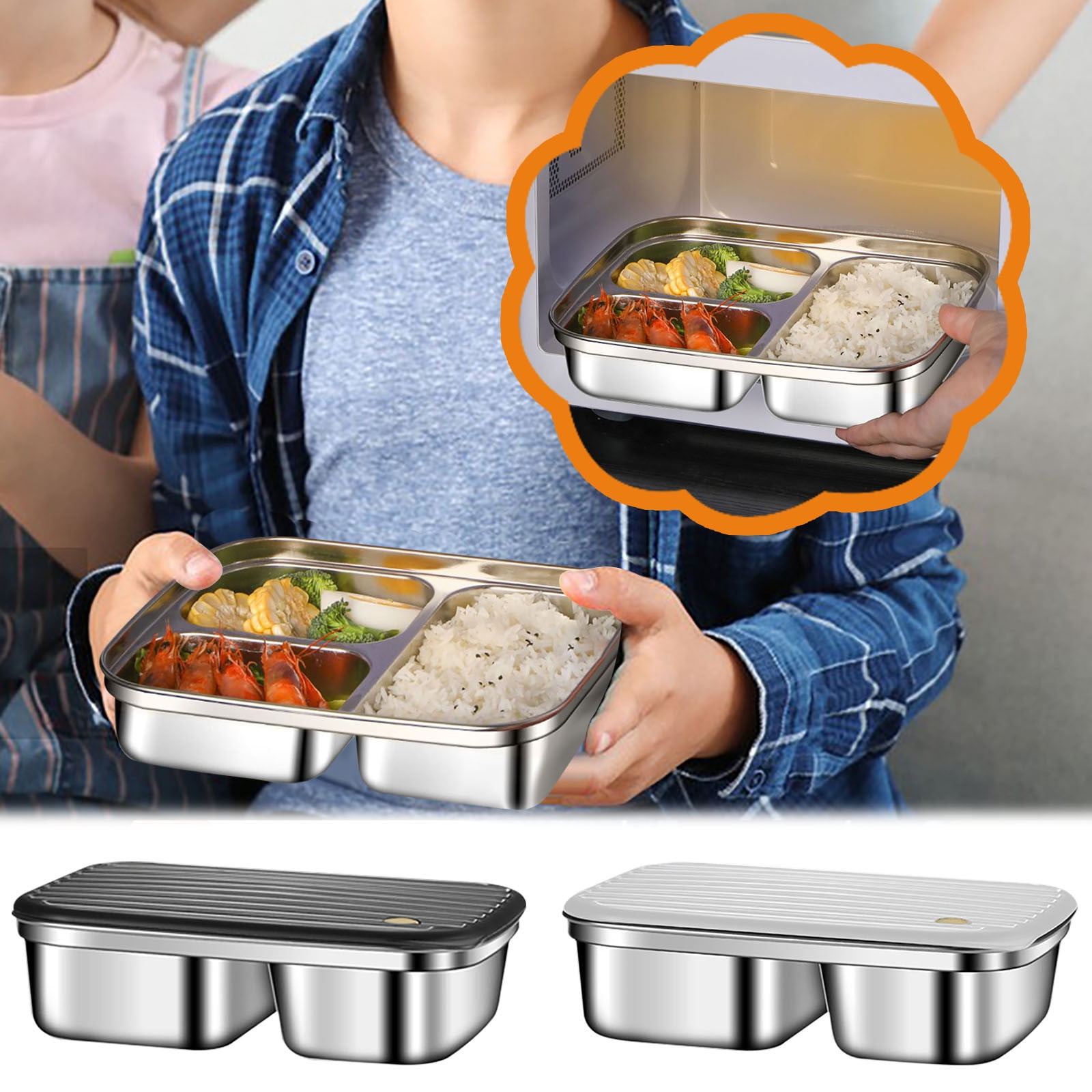 mtvxesu Lunch Box for Women, 304 Stainless Steel Bento Lunch Box ...
