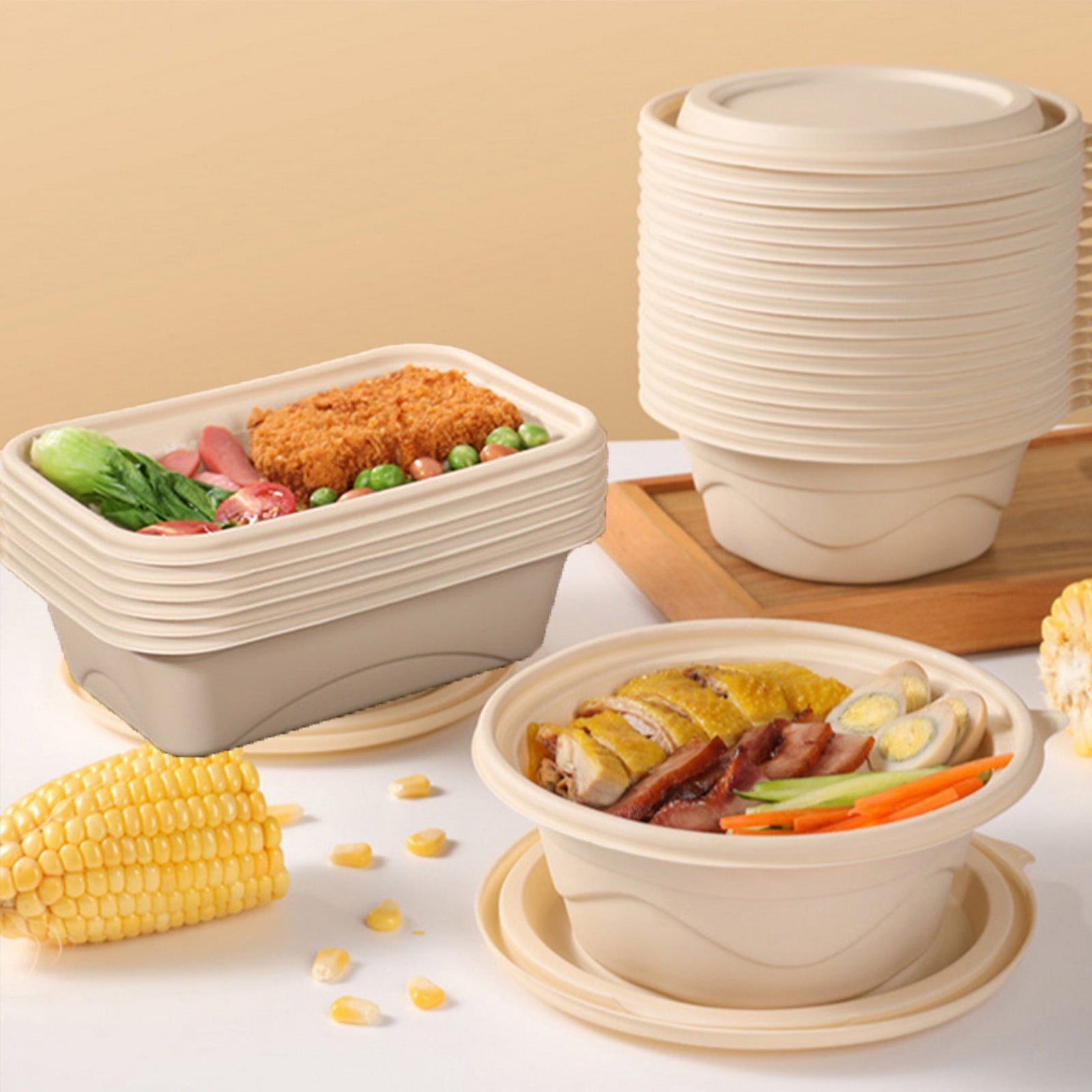mtvxesu Lunchbox Containers for Adults, Biodegradable Disposable Lunch ...