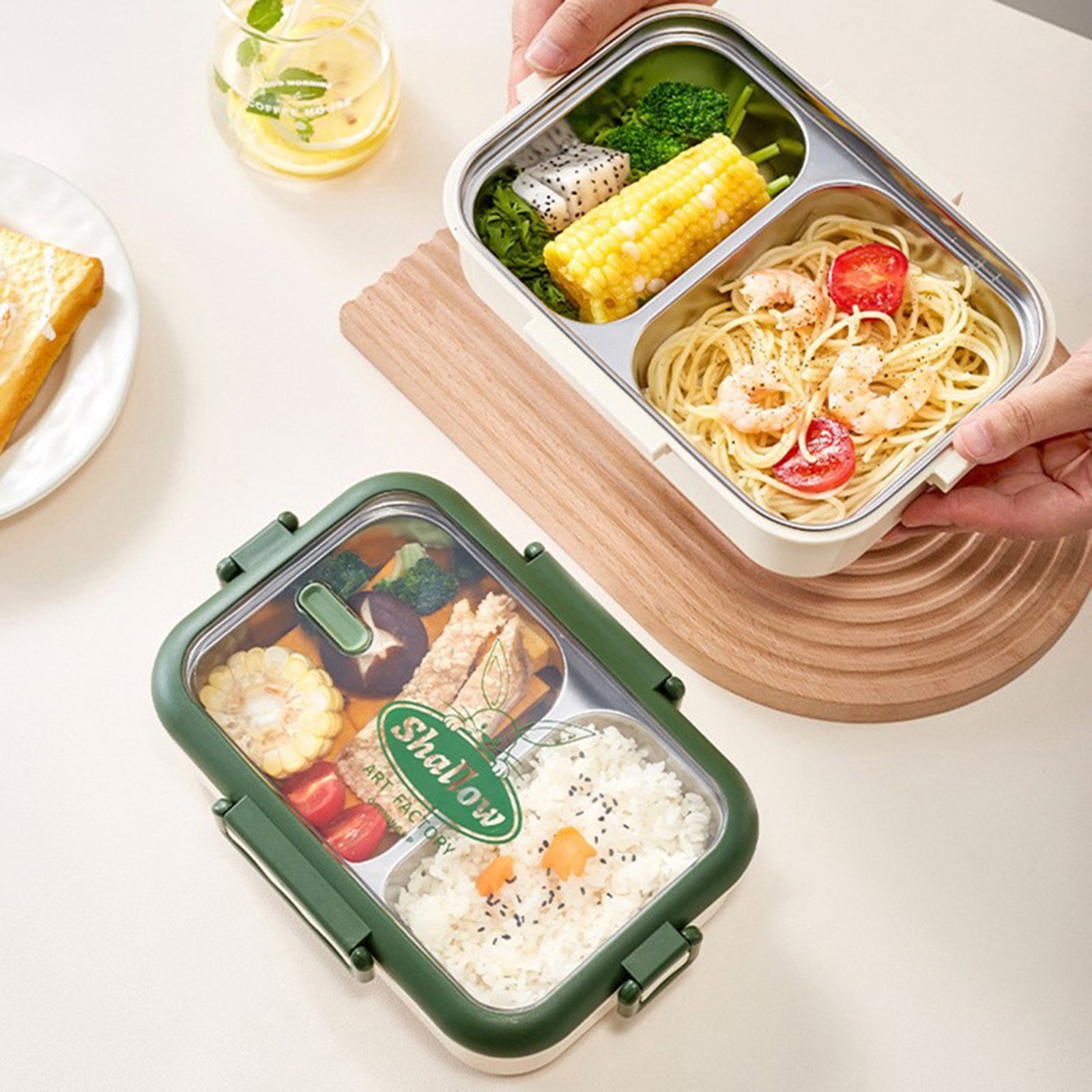mtvxesu Lunchbox Men, Transparent 304 Stainless Steel Lunch Box, Office ...