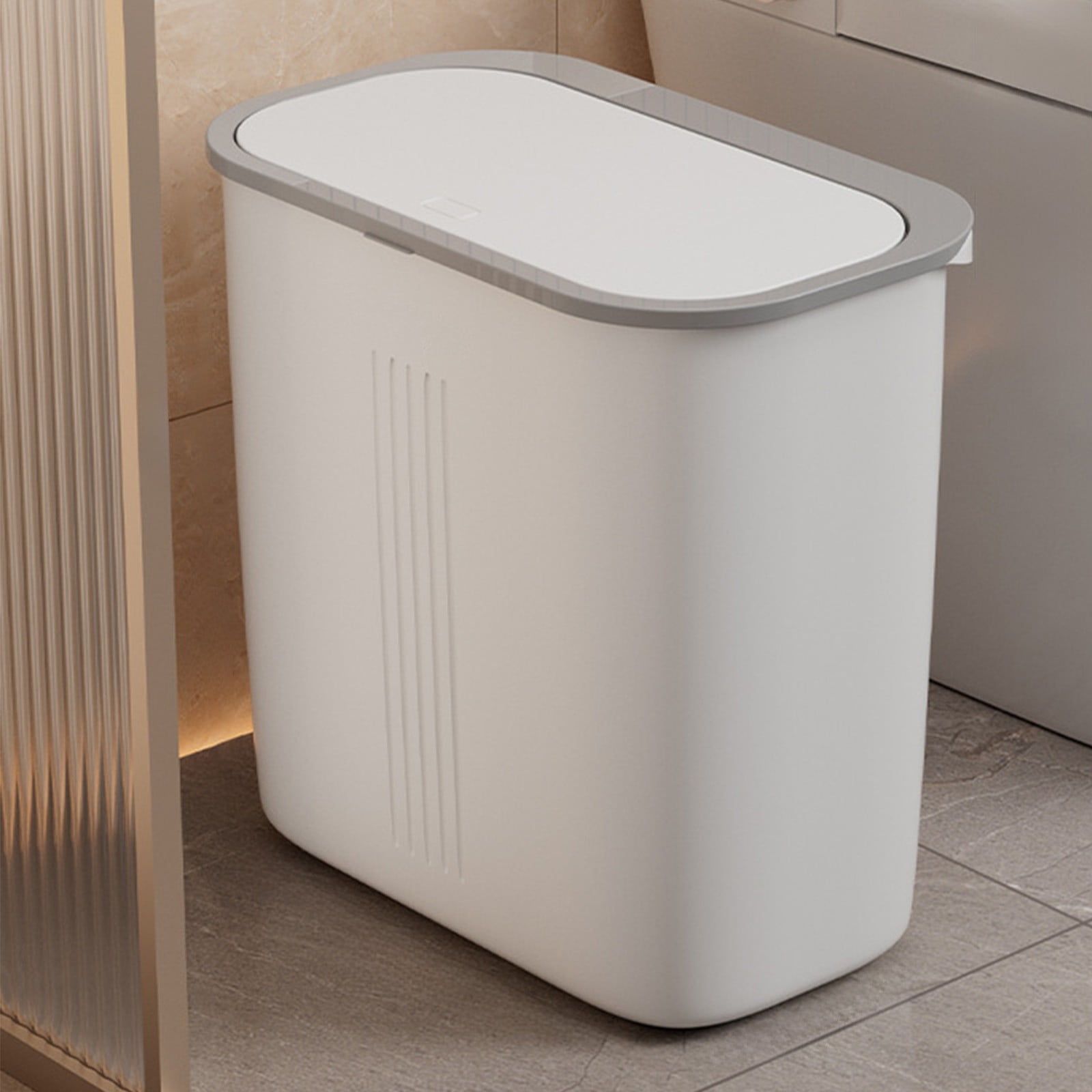 mtvxesu Bathroom Wastebasket, Narrow Slim Bathroom Trash Can With Press ...