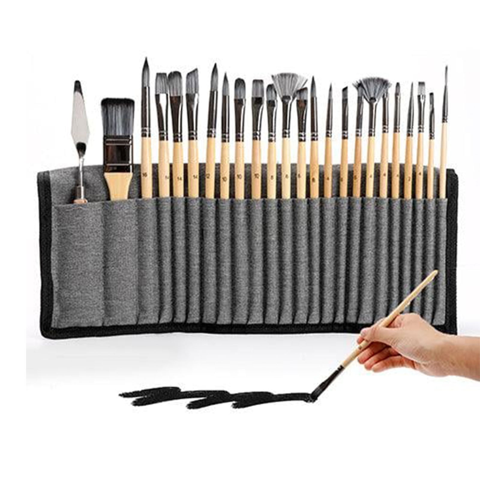 mtvxesu Paint Brushes, 24 PCS Set Nylon Bristle Handle Watercolor Brush ...