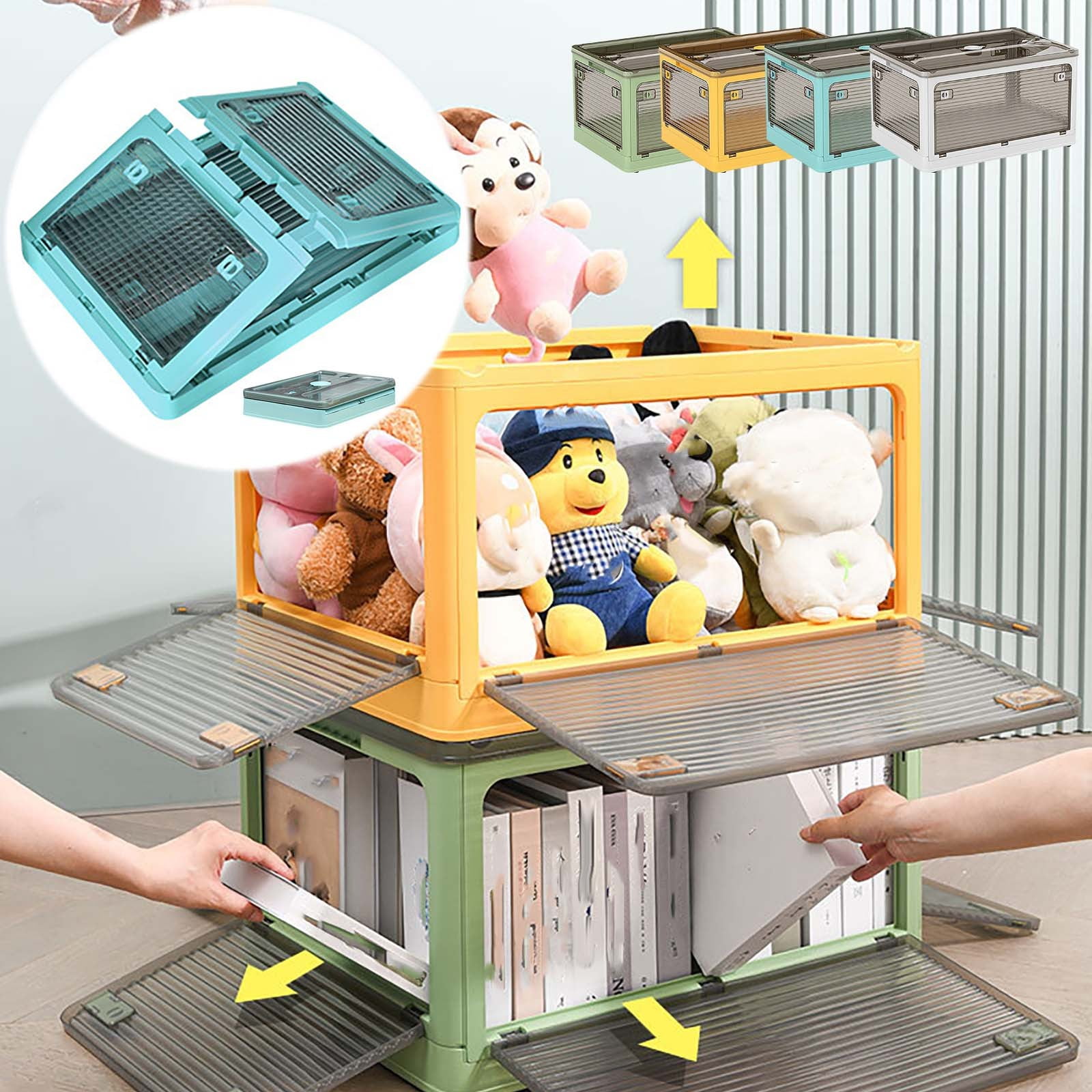 mtvxesu Plastic File Storage Box, Foldable 5-Door Storage Box, Plastic ...