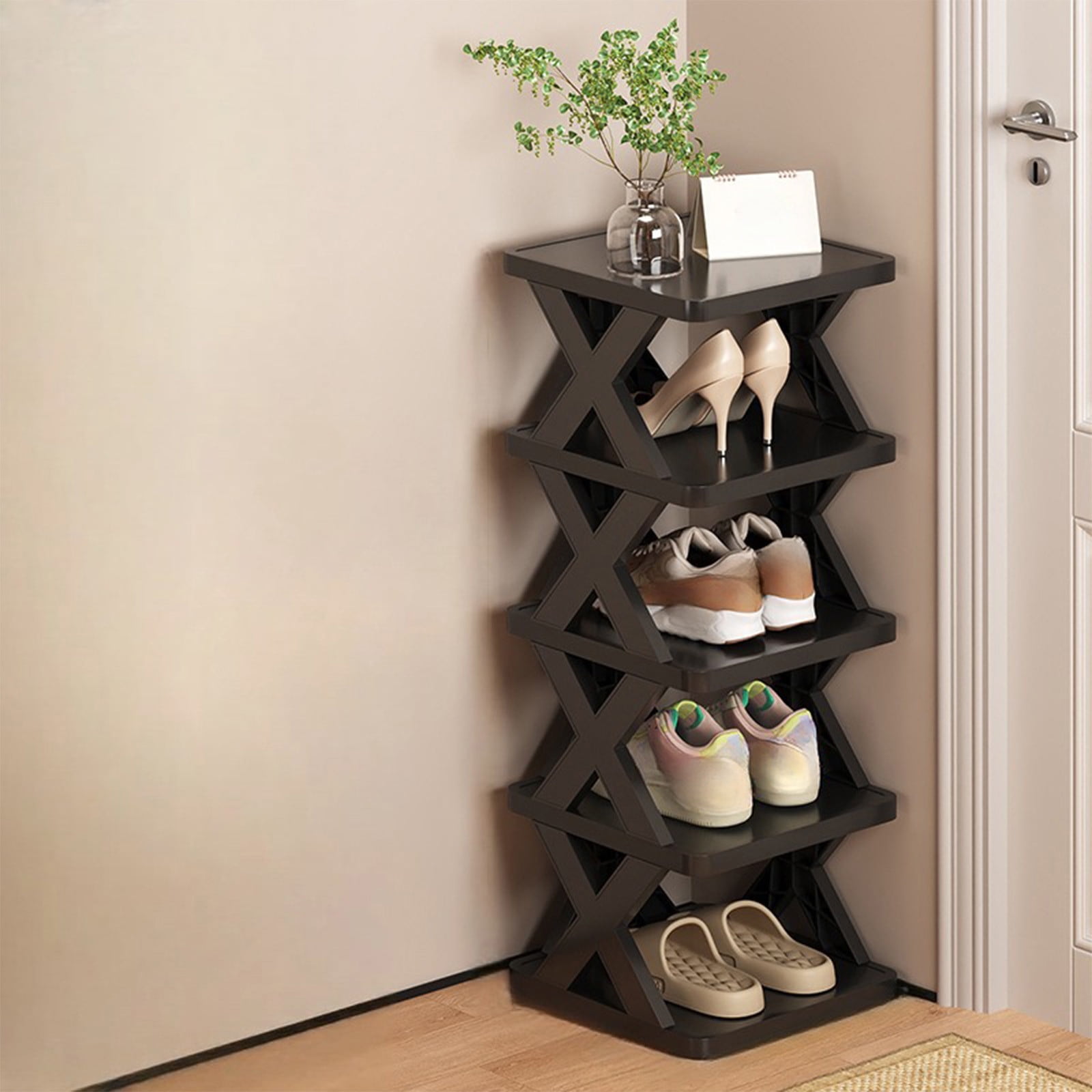 mtvxesu Plastic Folding Shoe Rack Space Saving Storage Cabinet For ...