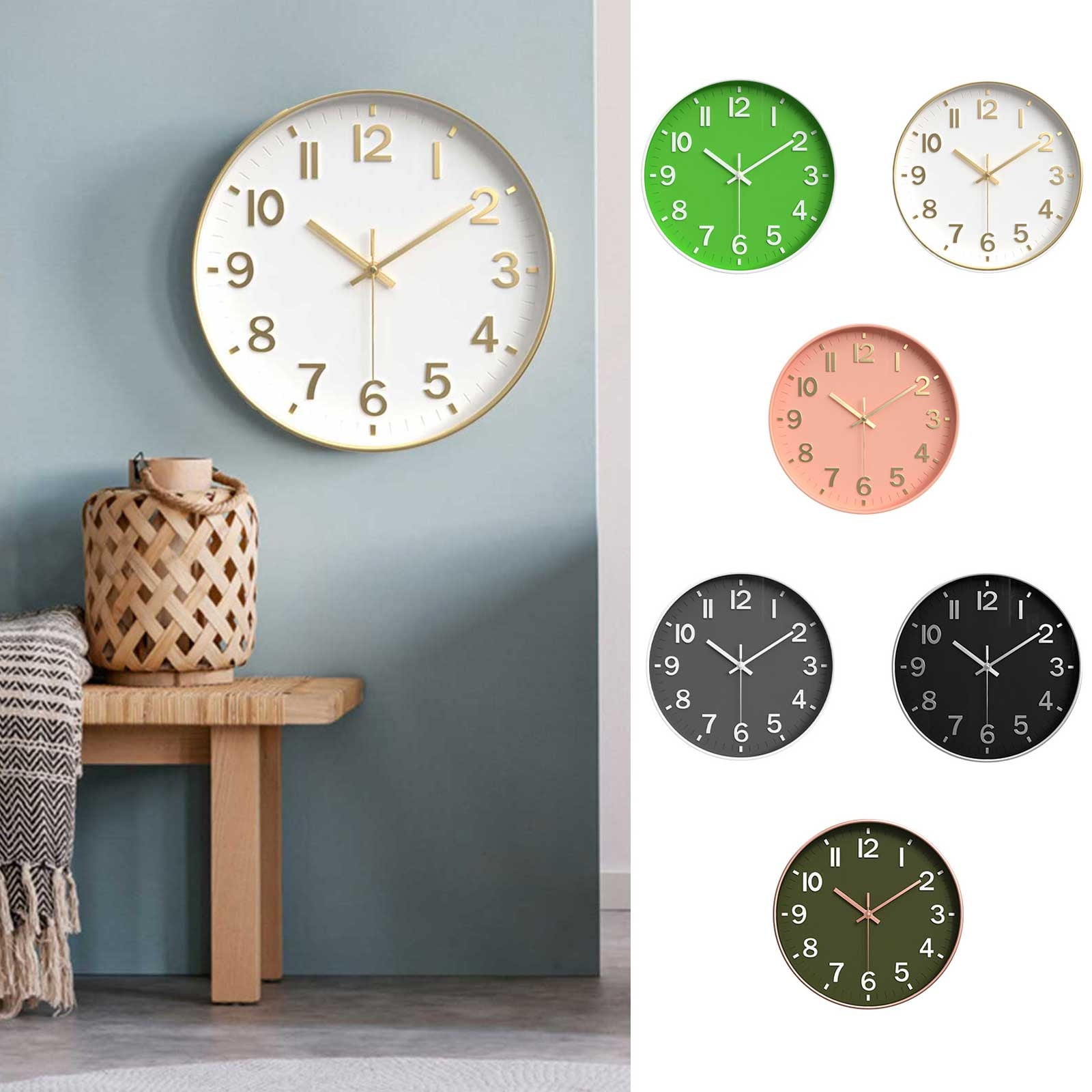 mtvxesu Silent Wall Clock - Battery Operated Non-Ticking 12 Inch Analog ...