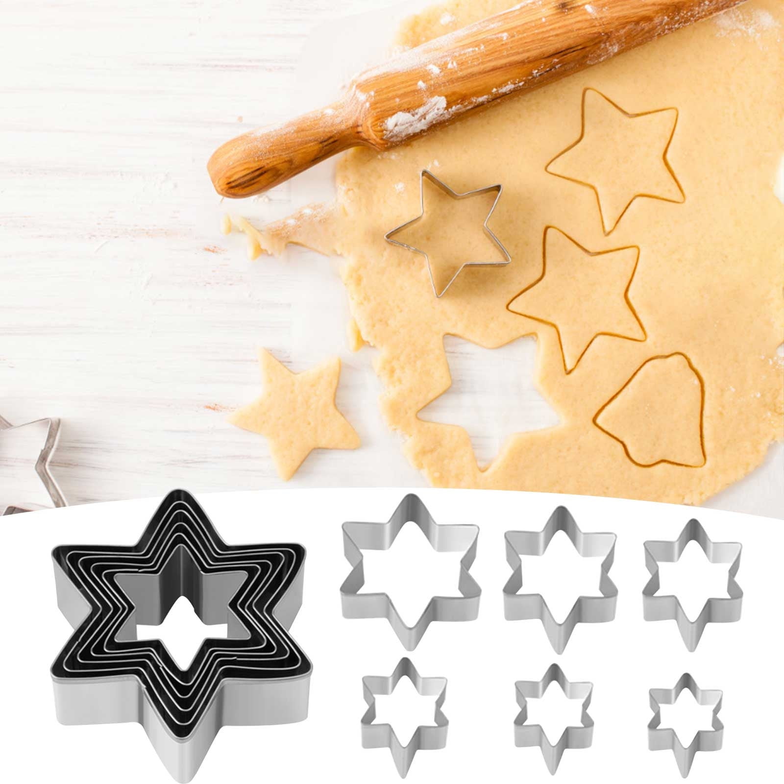 mtvxesu Silicone Ice Cube Molds, 6-Piece Stainless Steel Cookie Cutter ...