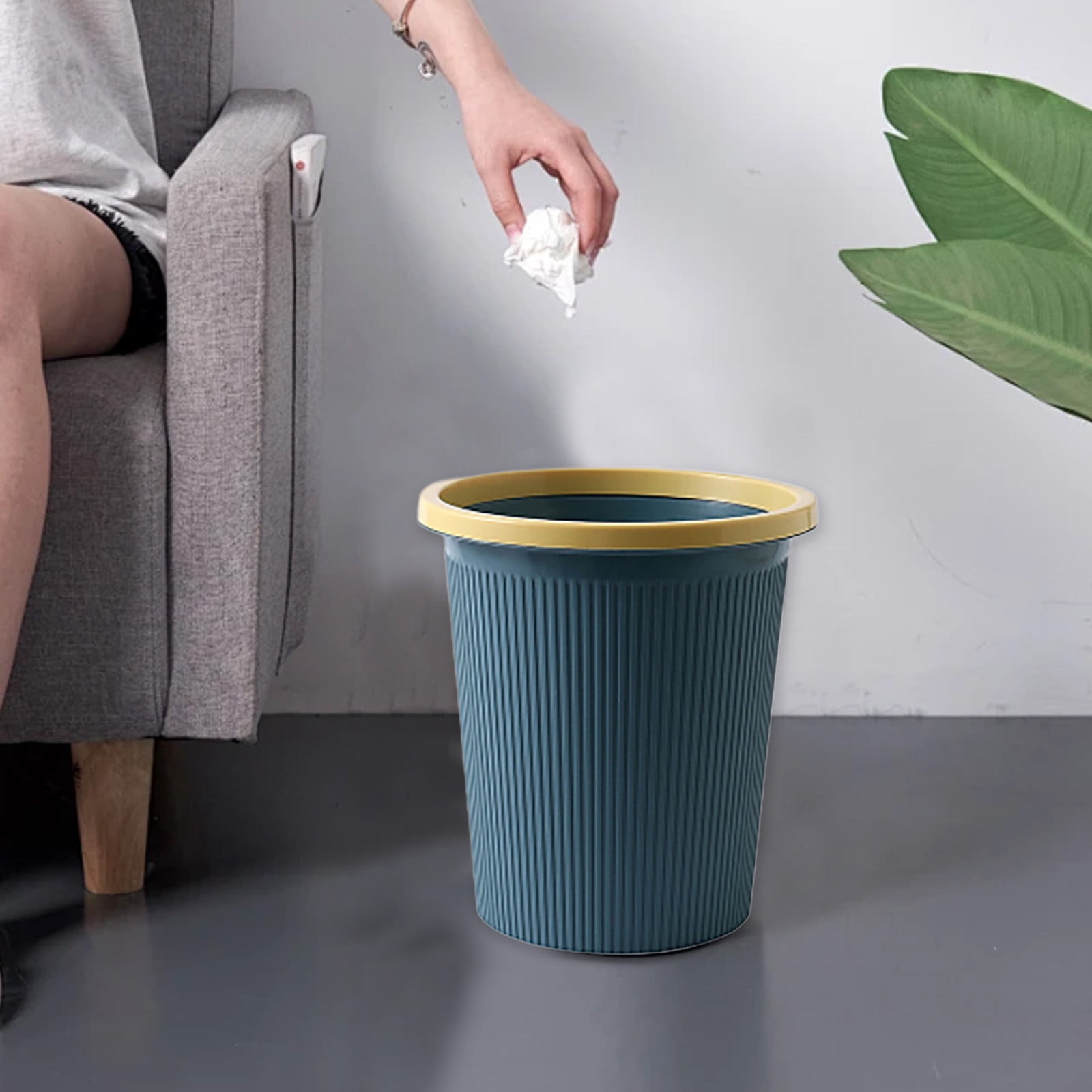 mtvxesu Small Plastic Trash Can with Pressure Ring - 9.84" Bathroom ...