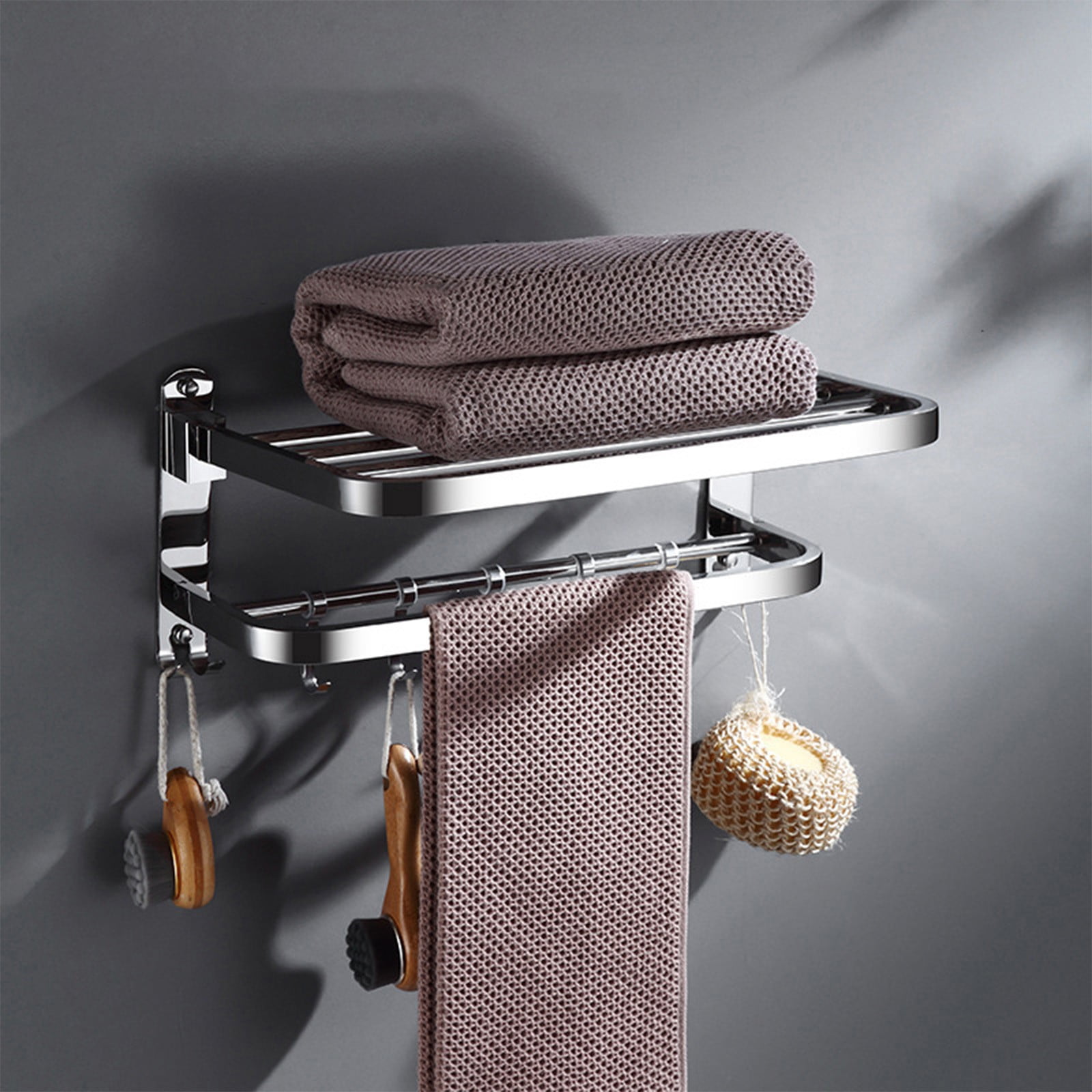 mtvxesu Stainless Steel Folding Towel Rack for Bathroom Multifunctional ...