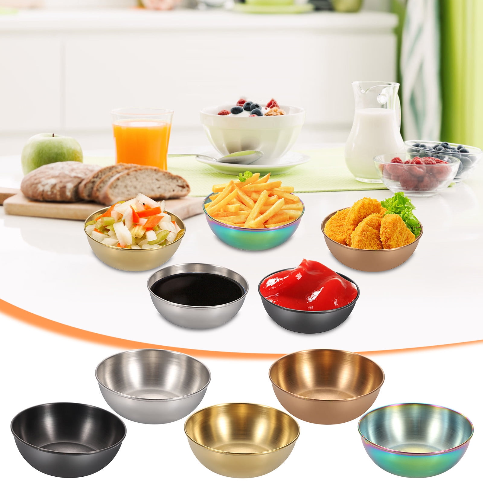 mtvxesu Stainless Steel Snack Dipping Dish Condiment Bowl Soy Sauce ...