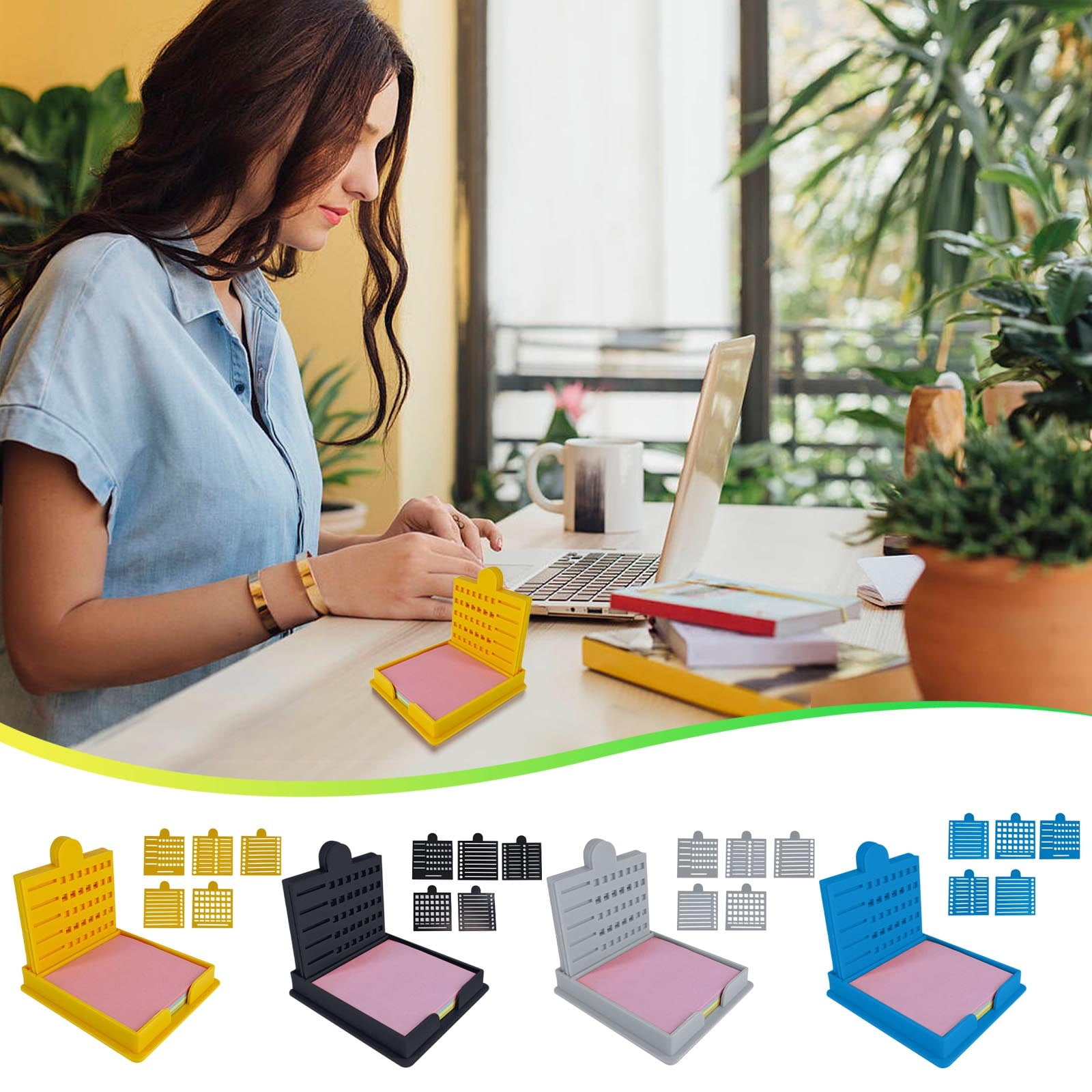 mtvxesu Sticky Note Holder With Compartments 2025 Reusable Note ...
