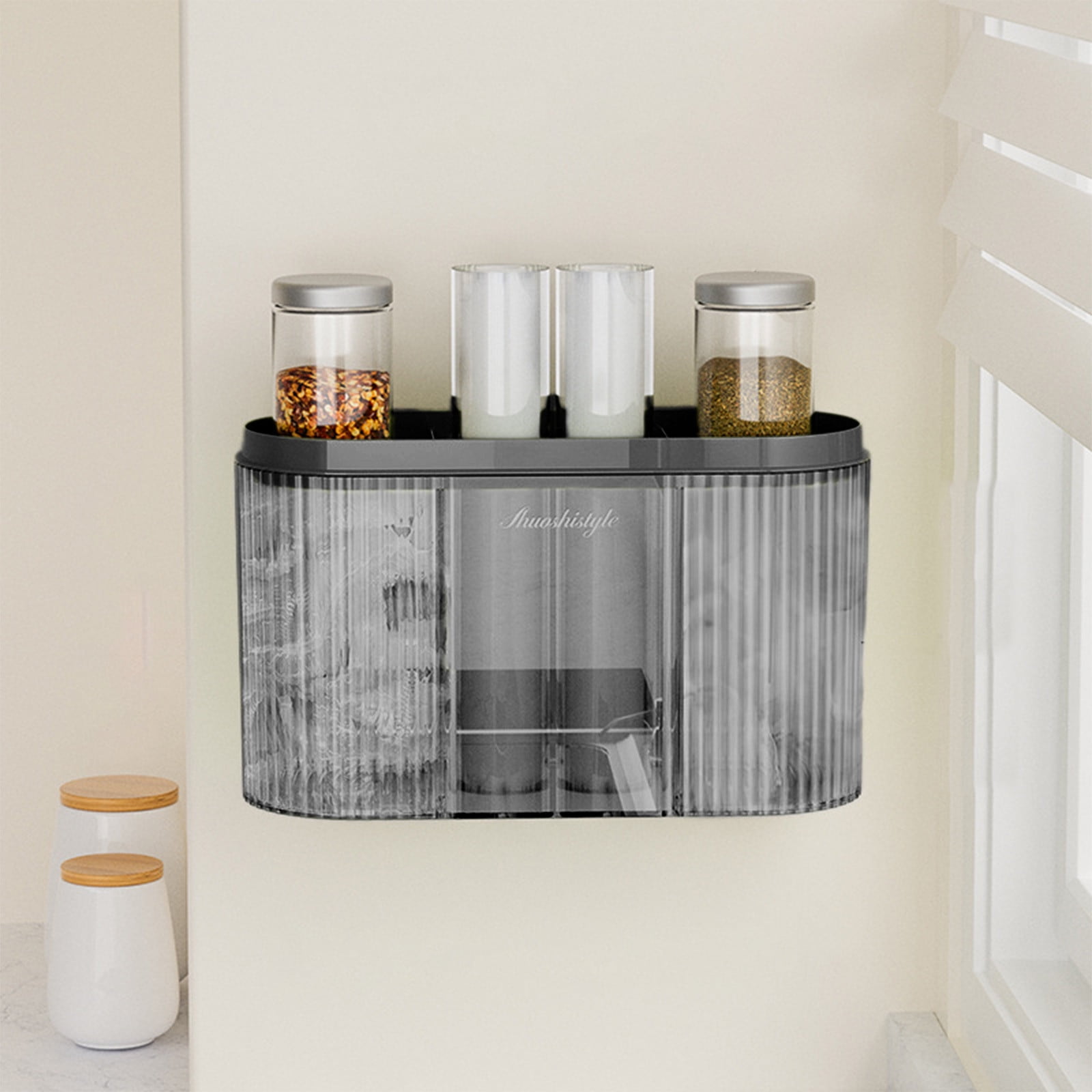 mtvxesu Storage Racks, Wall-Mounted 3-In-1 Plastic Storage Box ...