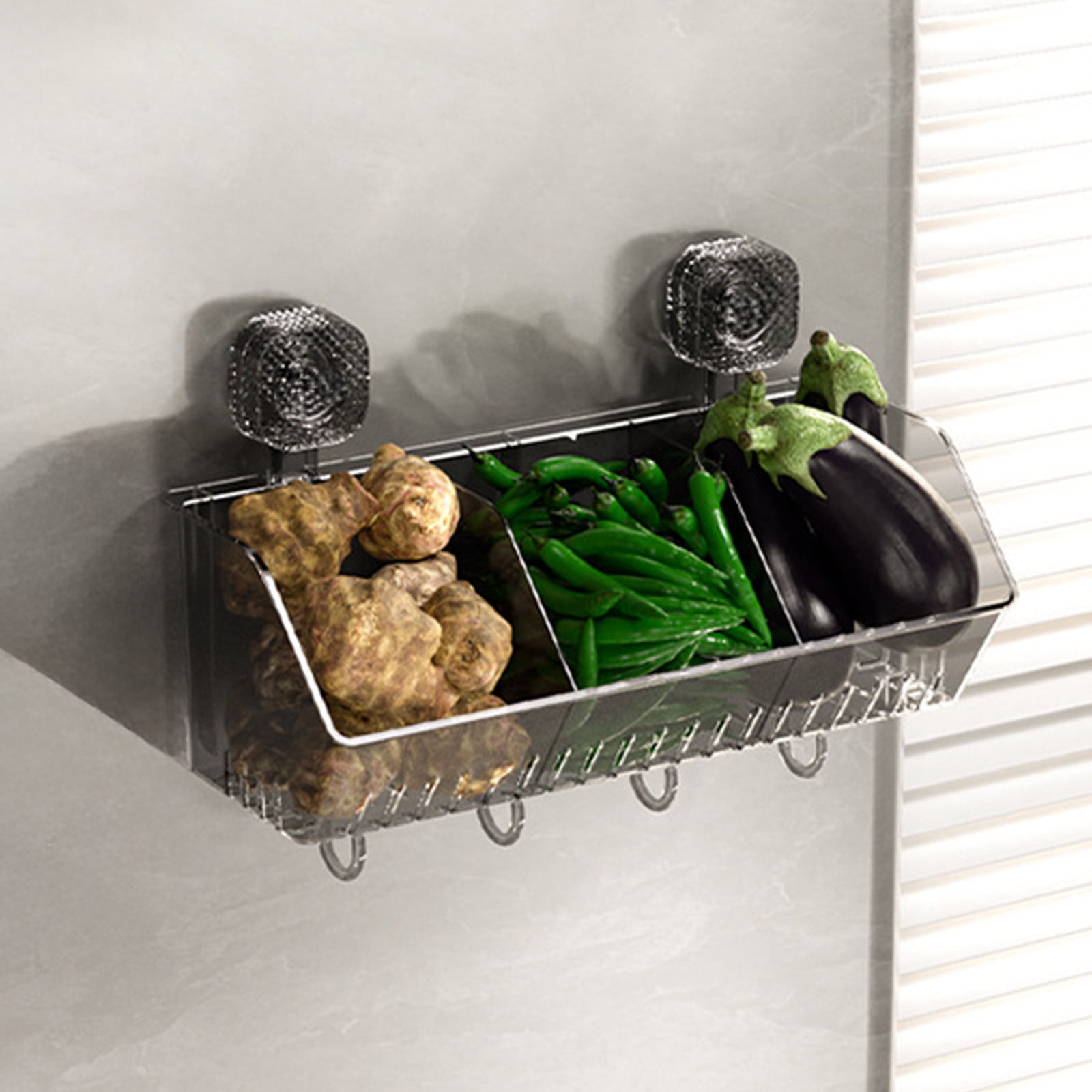 mtvxesu Storage Shelf, Kitchen & Bathroom Storage Rack, Vacuum Suction ...