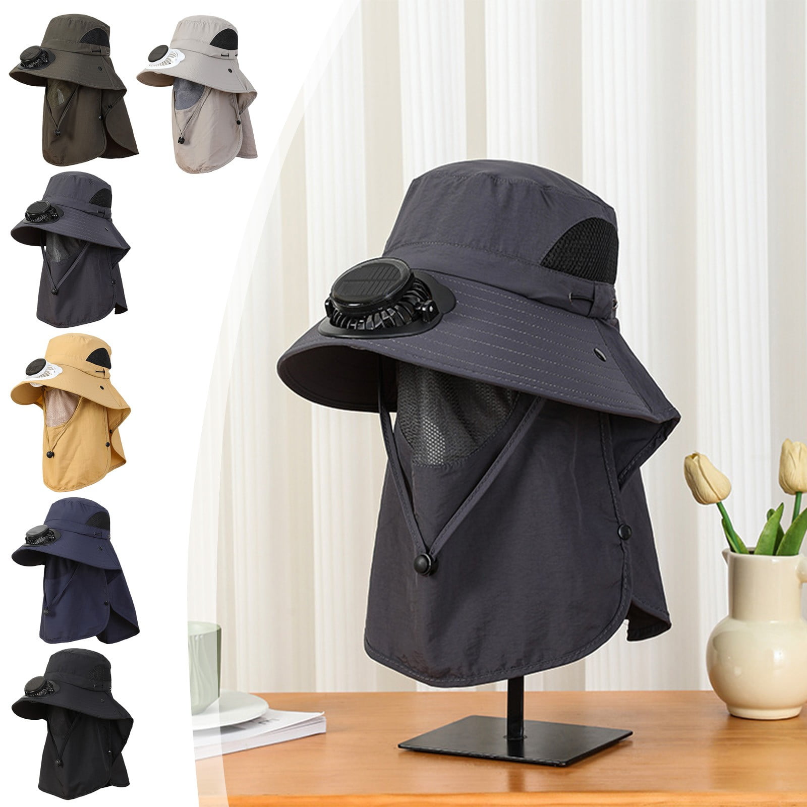 mtvxesu Sun Hats for Men, Solar Usb Charging Fan Cap Detachable 360 ...