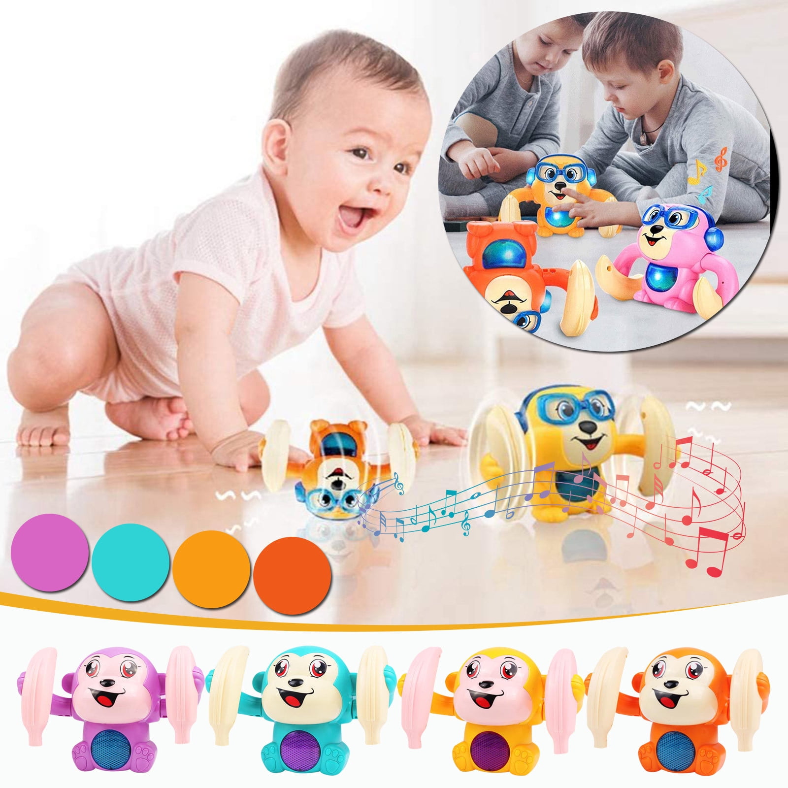mtvxesu Toys for Toddlers, Flipping Dancing Toy Rolling Monkey, Voice ...