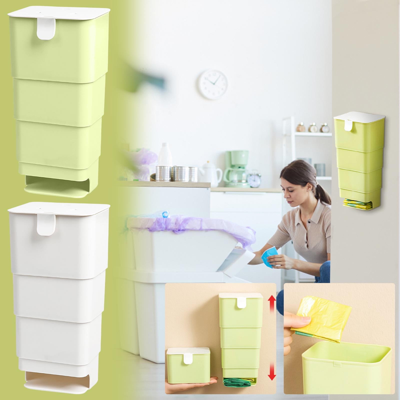 mtvxesu Trash Bag Holder, 2023Retractable Foldable Non-perforated ...