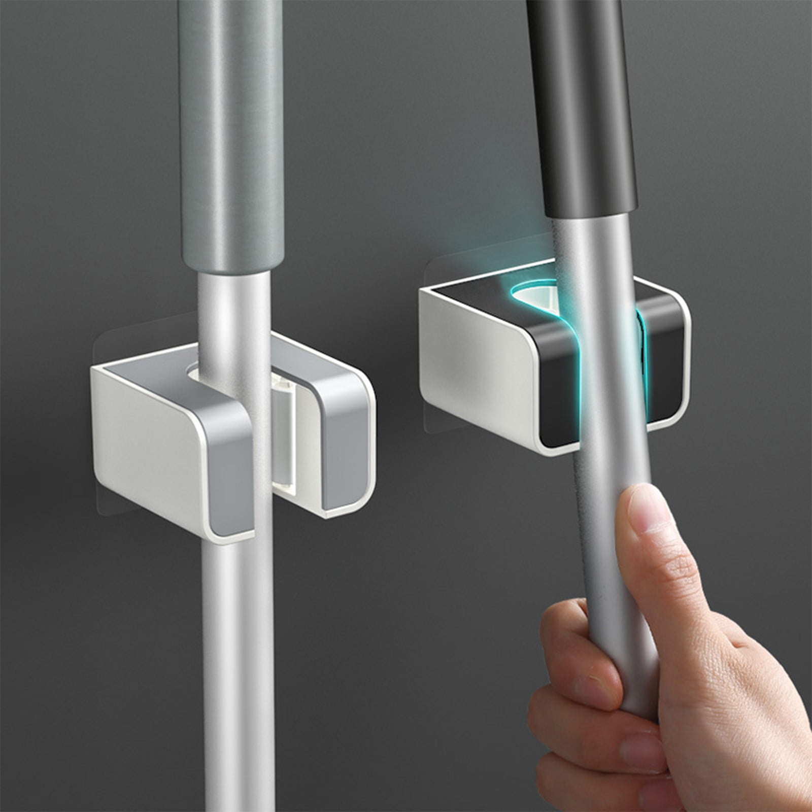 mtvxesu Wire Shelving, Wall-Mounted Mop Hook, Punch-Free Bathroom ...