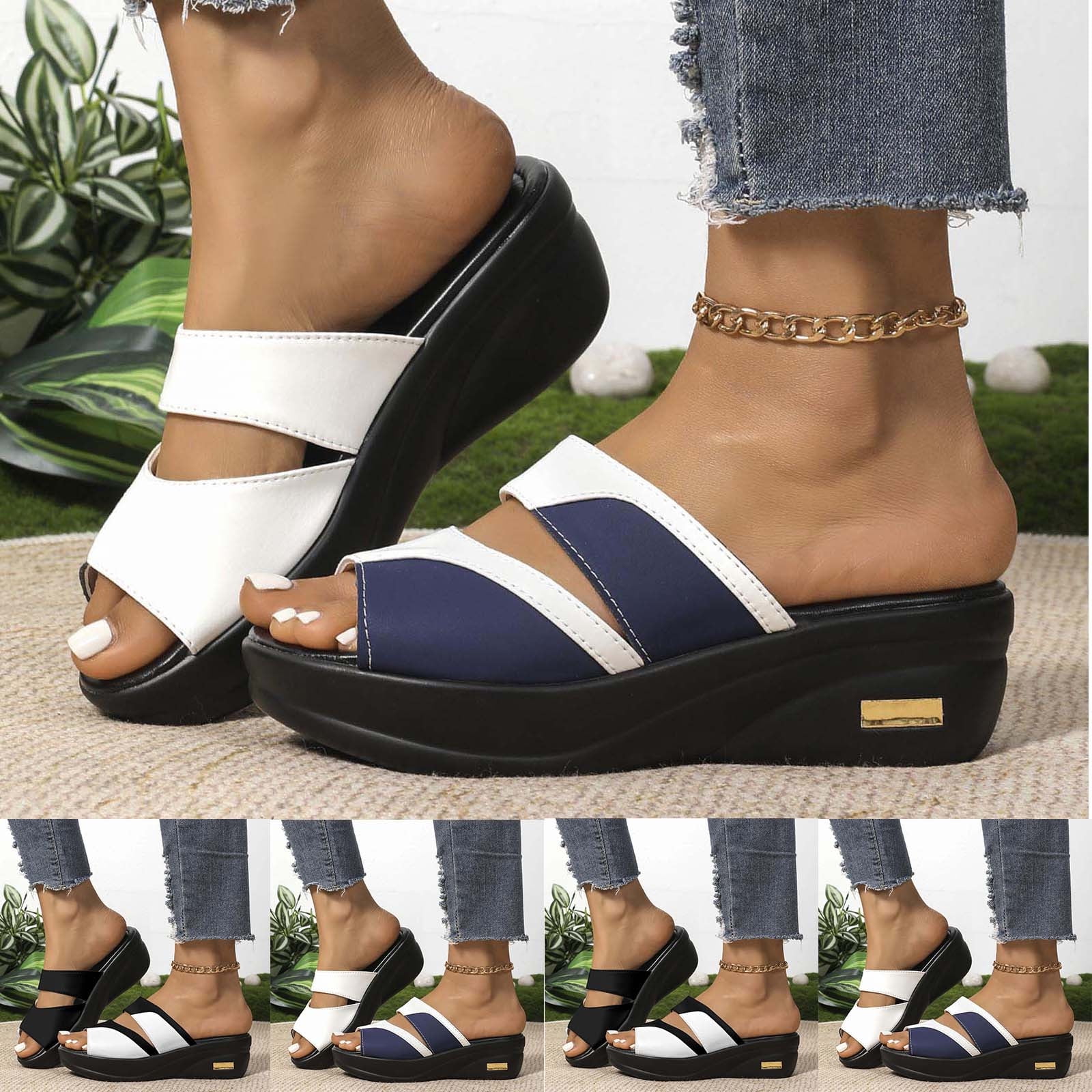 mtvxesu Women Casual Fish Mouth Open-Toe Platform Wedge Sandals with ...