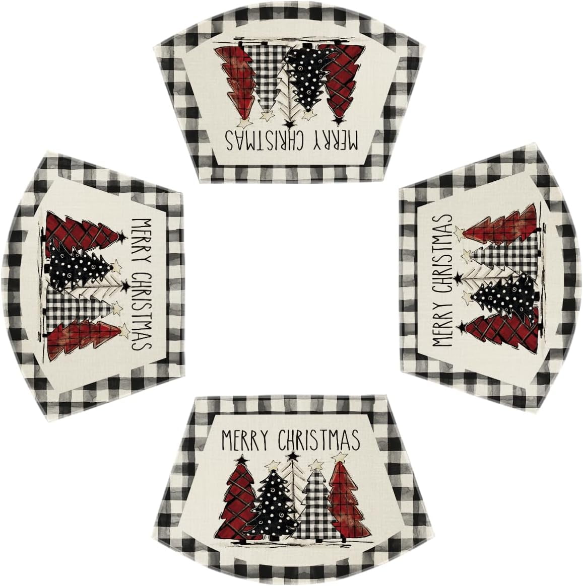 mubwai Christmas Trees Wedge Shape Placemats for Round Table Set of 4 ...