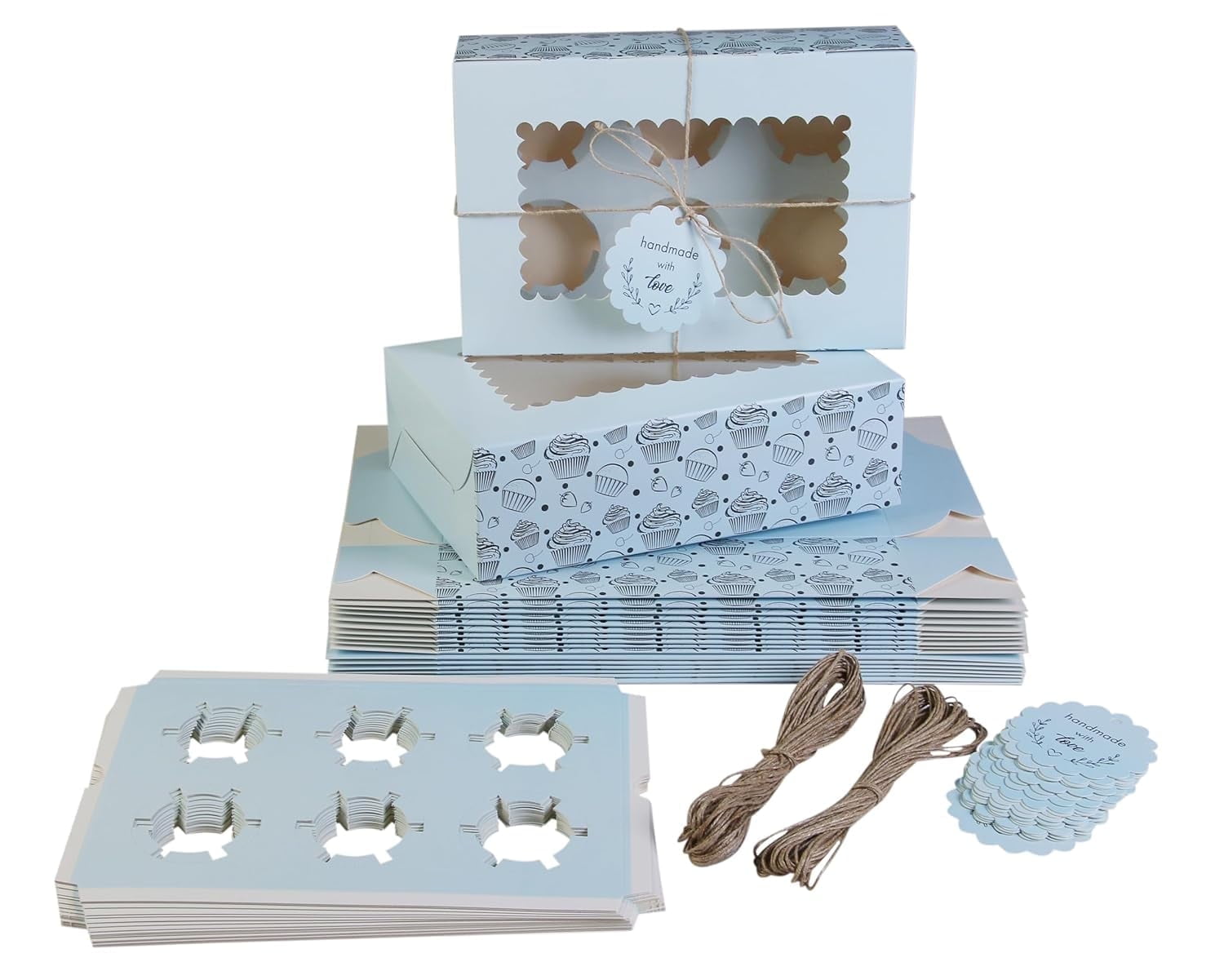 mudrit Cupcake and Muffin Boxes (Pack of 20), Fits 6 Treats comes with ...