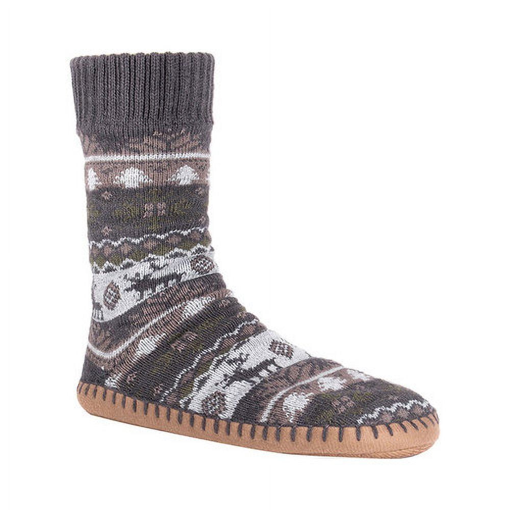 muk luks men's slipper socks, deer nordic, small/medium (8-10 ...