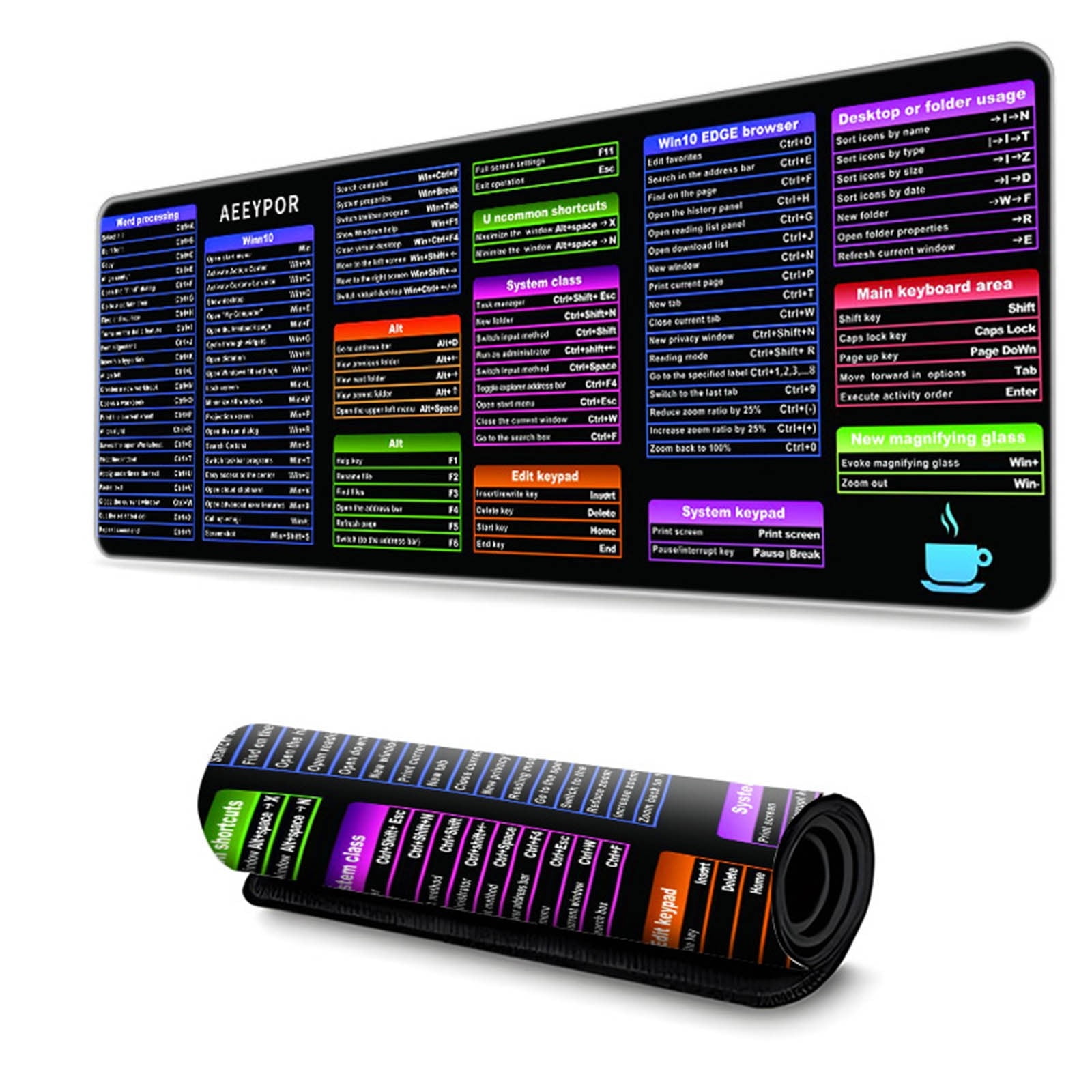 multicolor Extra Large Mouse Pad Including English Shortcut Keys In 15. ...