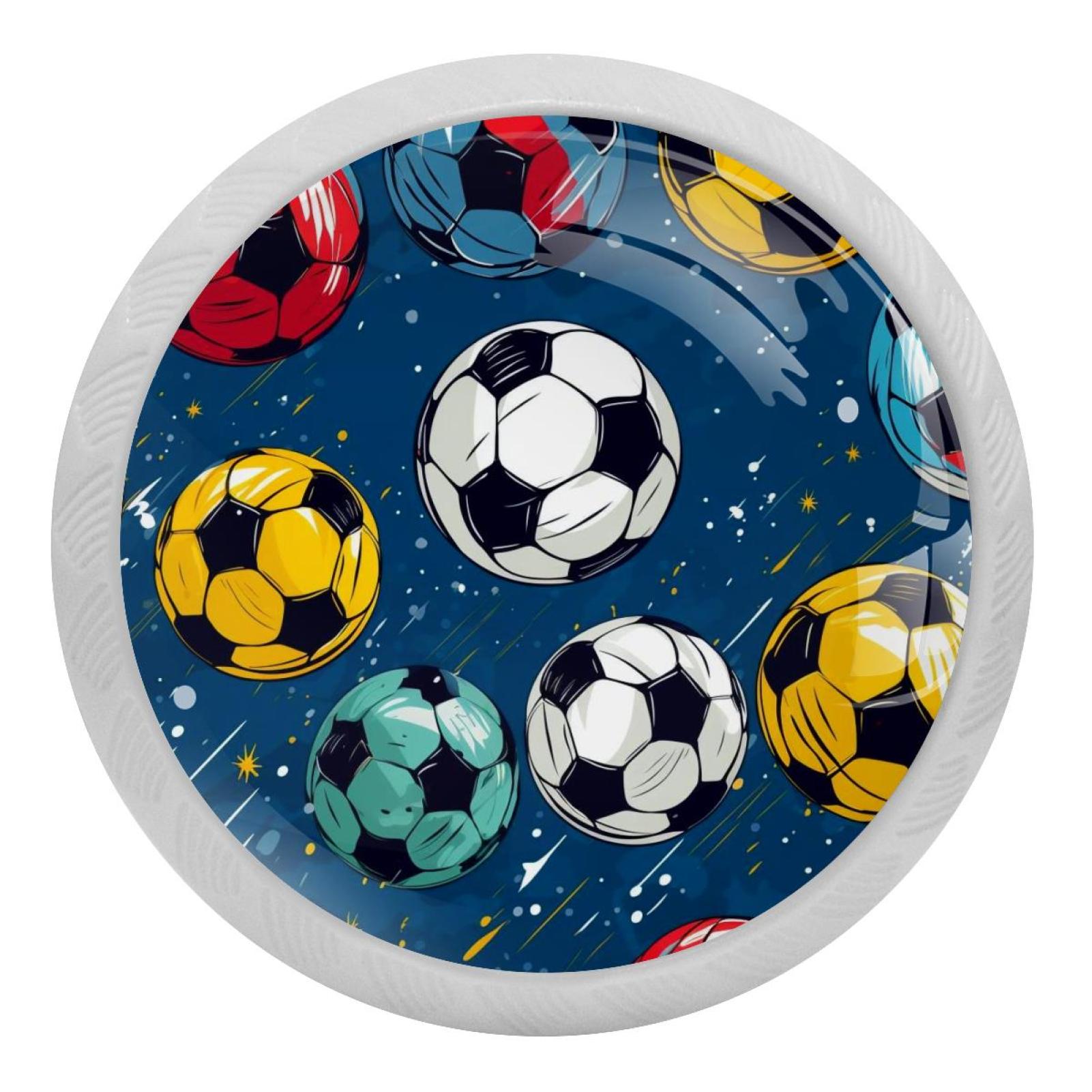 multicolor Soccer Balls Crystal Glass Drawer Knob Pull Ergonomic 30mm ...