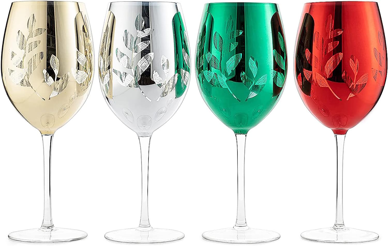 multicolor winter 4-piece tree wine, champagne & water glasses ...