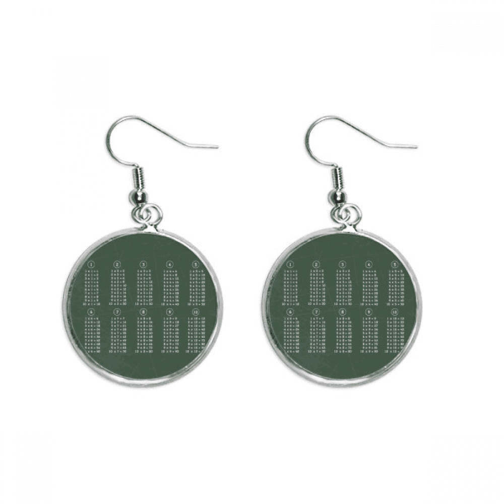 multiplication table math study number ear dangle silver drop ear ...