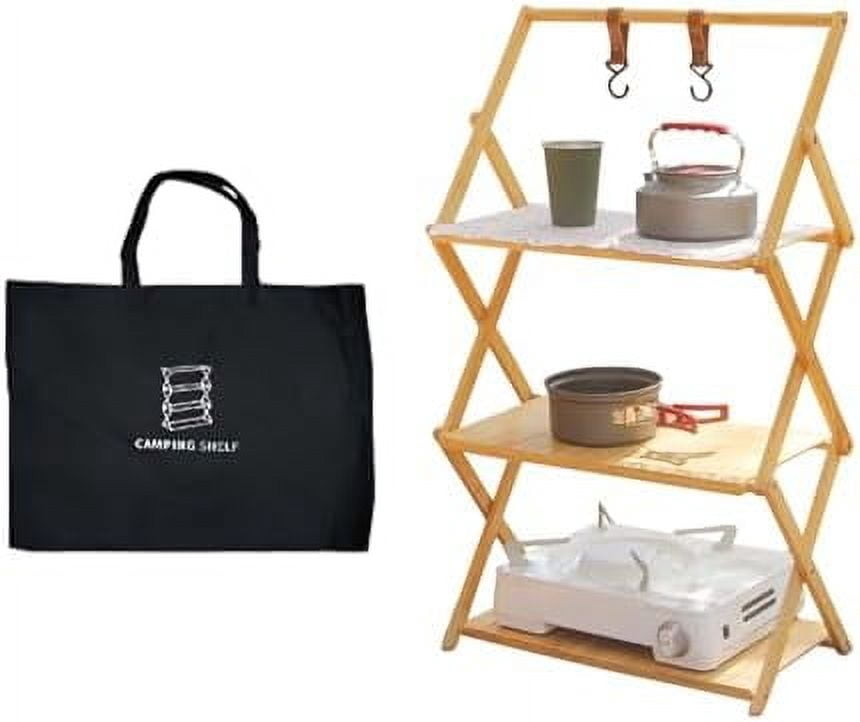multipurpose foldable wooden shelf, heightened 3-tier collapsible ...