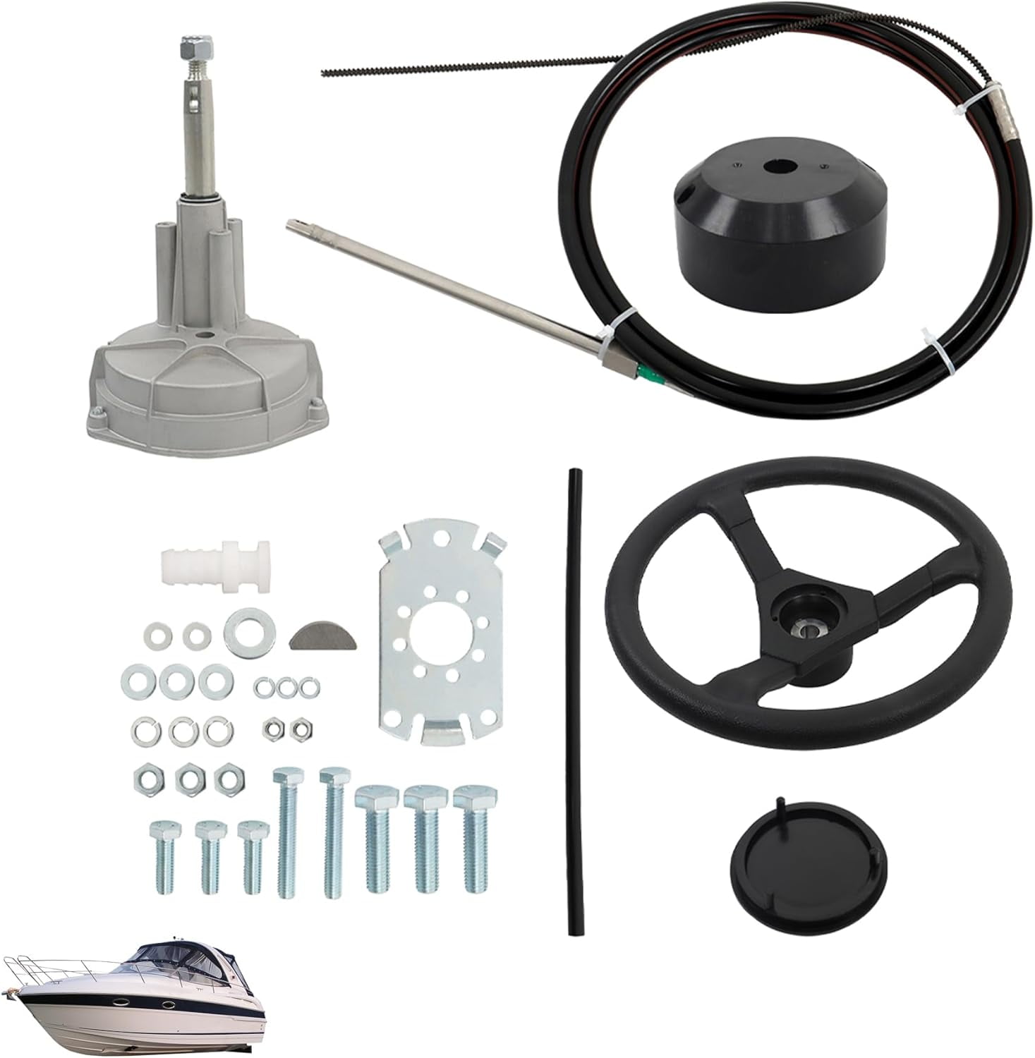 munirater 14 FT Boat Steering Control Cable Outboard Rotary Steering ...