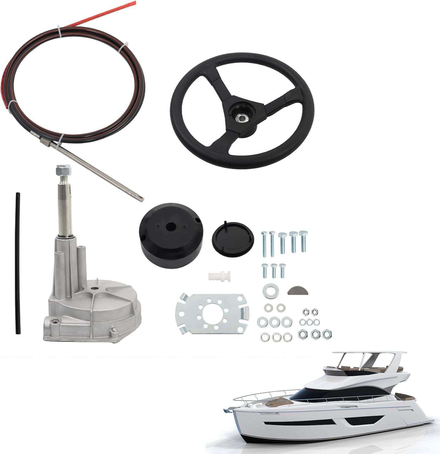 munirater 14 Feet Boat Rotary Steering System Outboard Kit Replacement ...