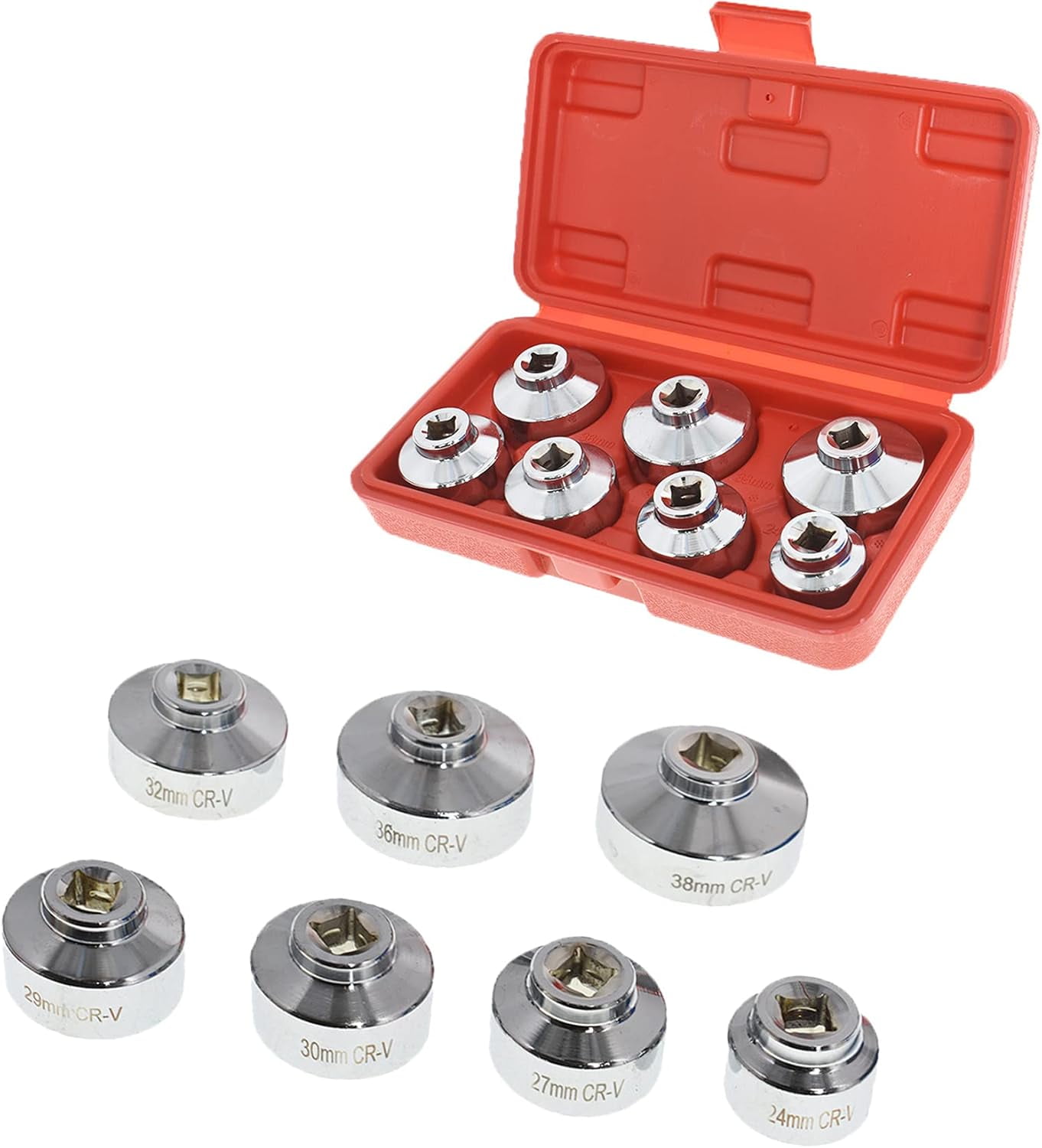 munirater 7 Piece Oil Filter Cap Wrench Tool Kit 24mm 27mm 29mm 30mm ...