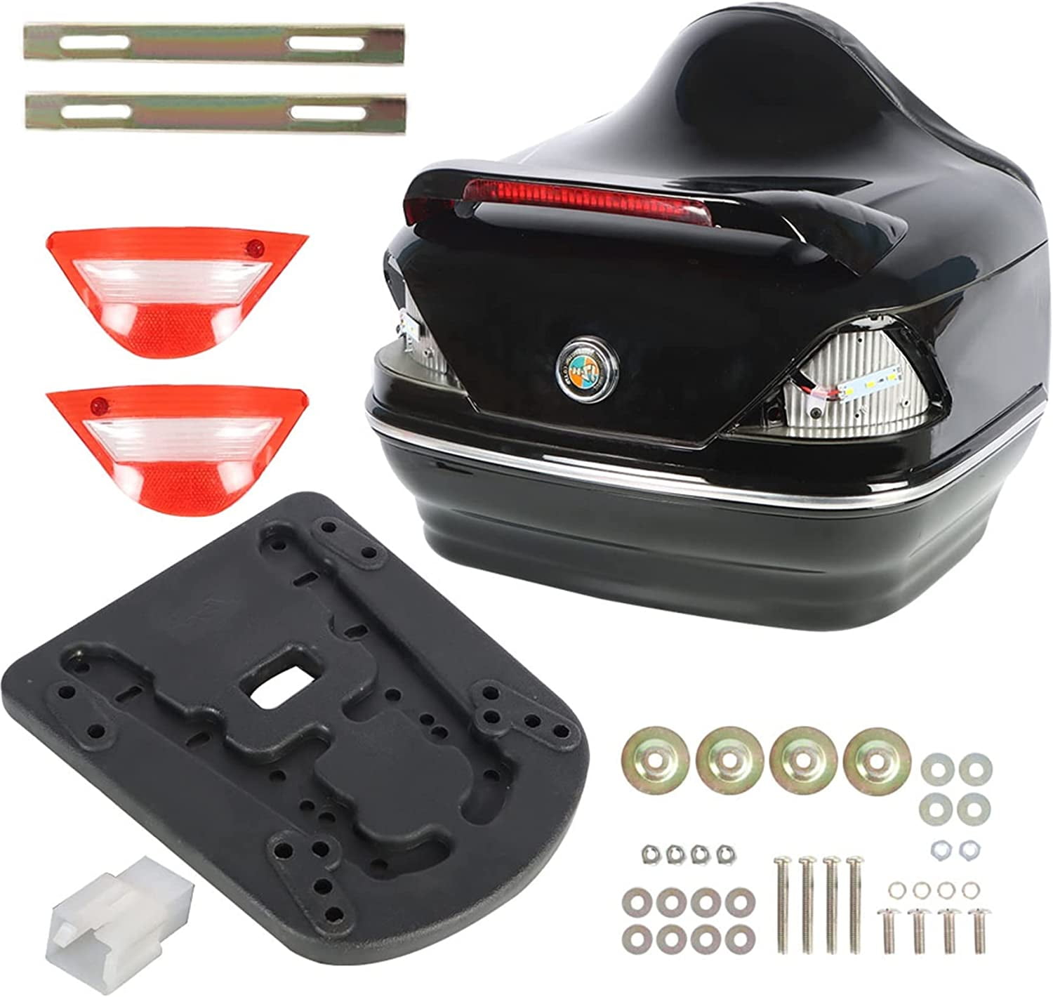 munirater Black 28L Universal Motorcycle Tail Box, Durable Luggage ...