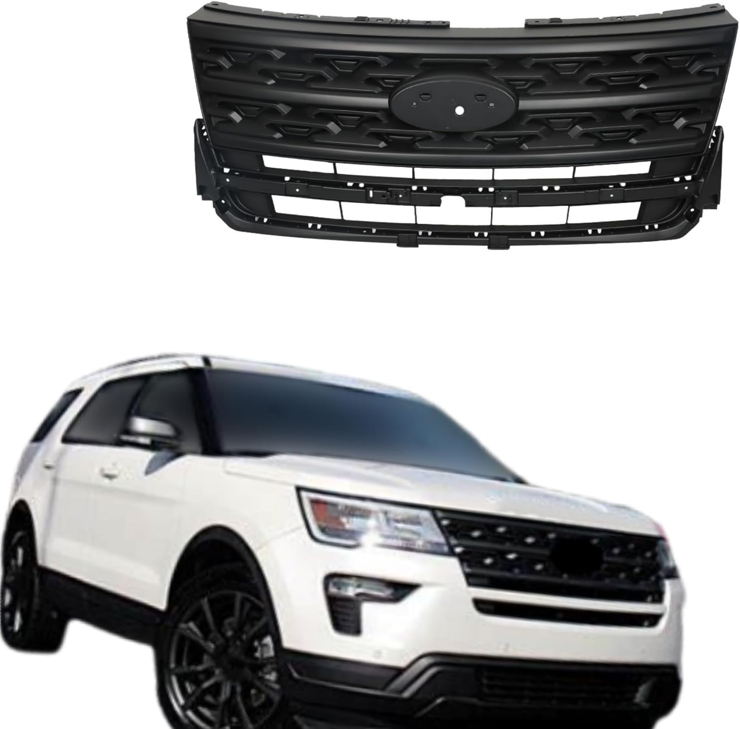 munirater Black Front Hood Bumper Upper Grill Fit For 2018-2019 Ford ...