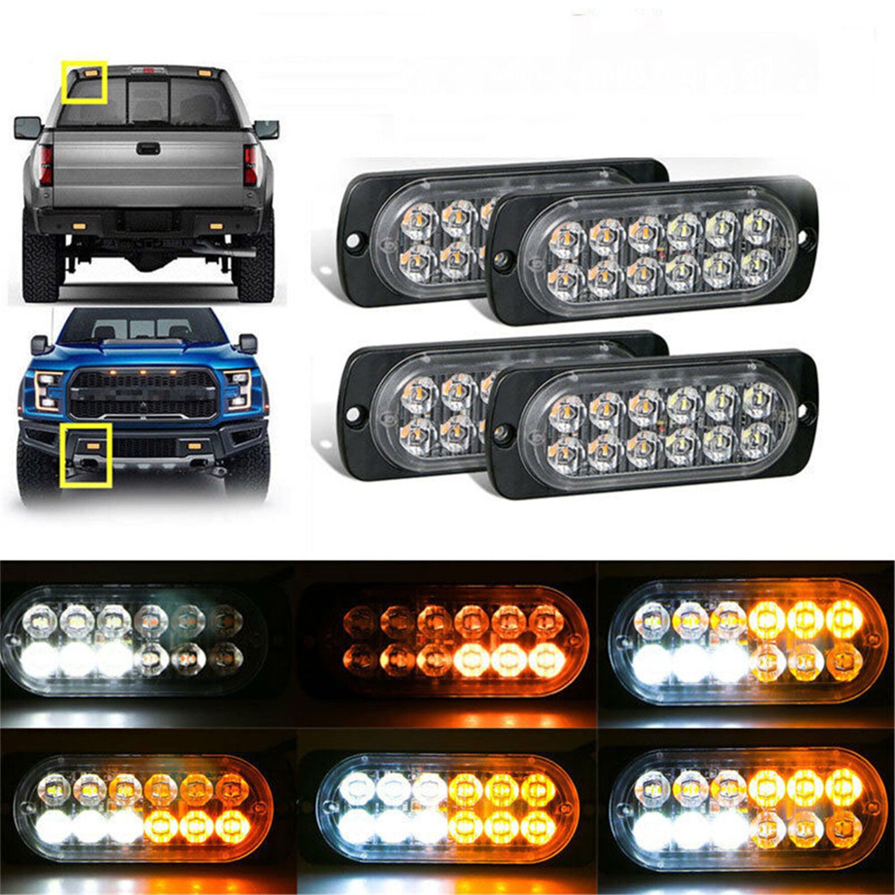 munirater Emergency Strobe Lights, Emergency Strobe Lamps 12-LED ...