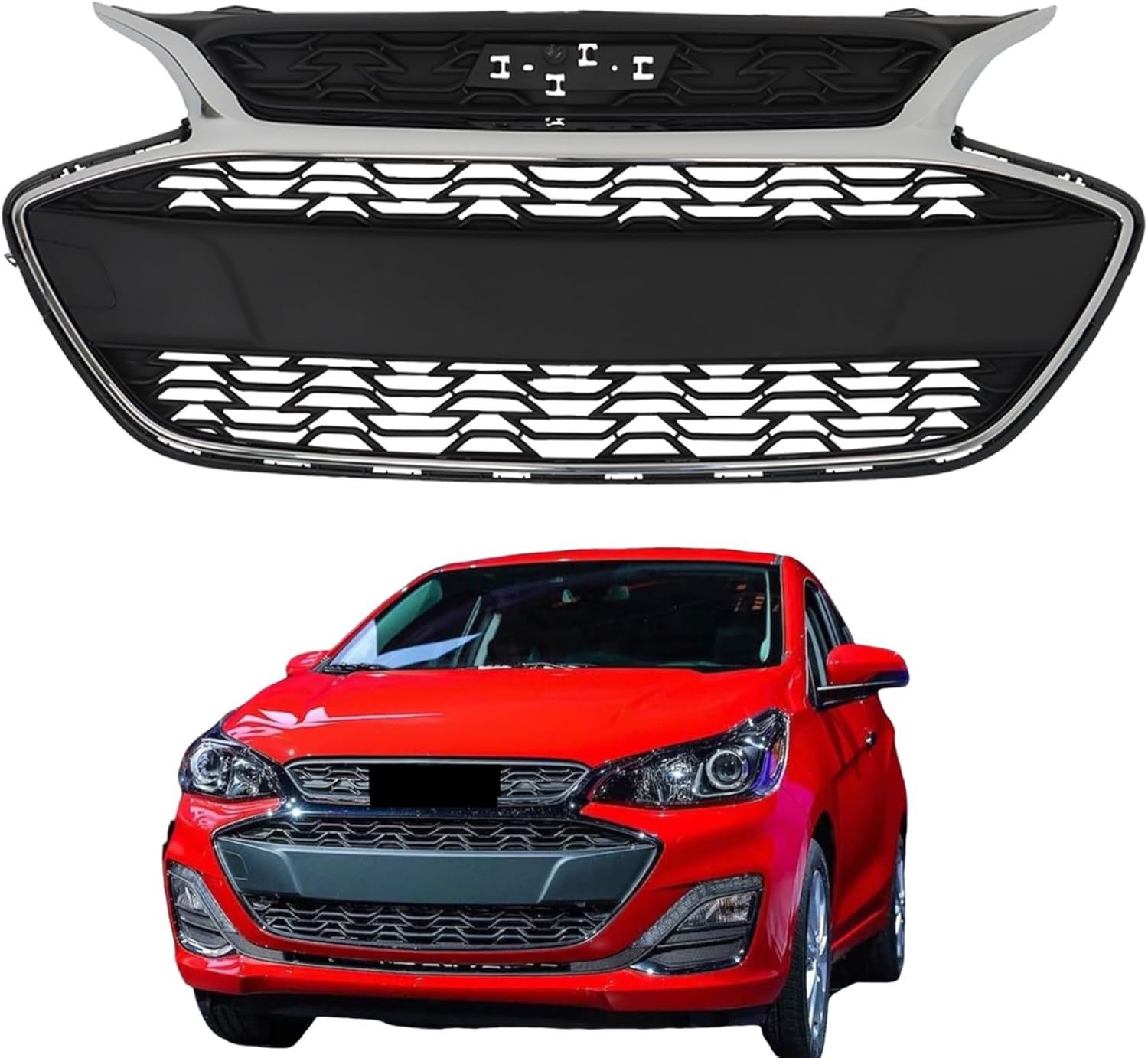 munirater Front Grille Upper Black Chrome Trim Replacement for Spark ...