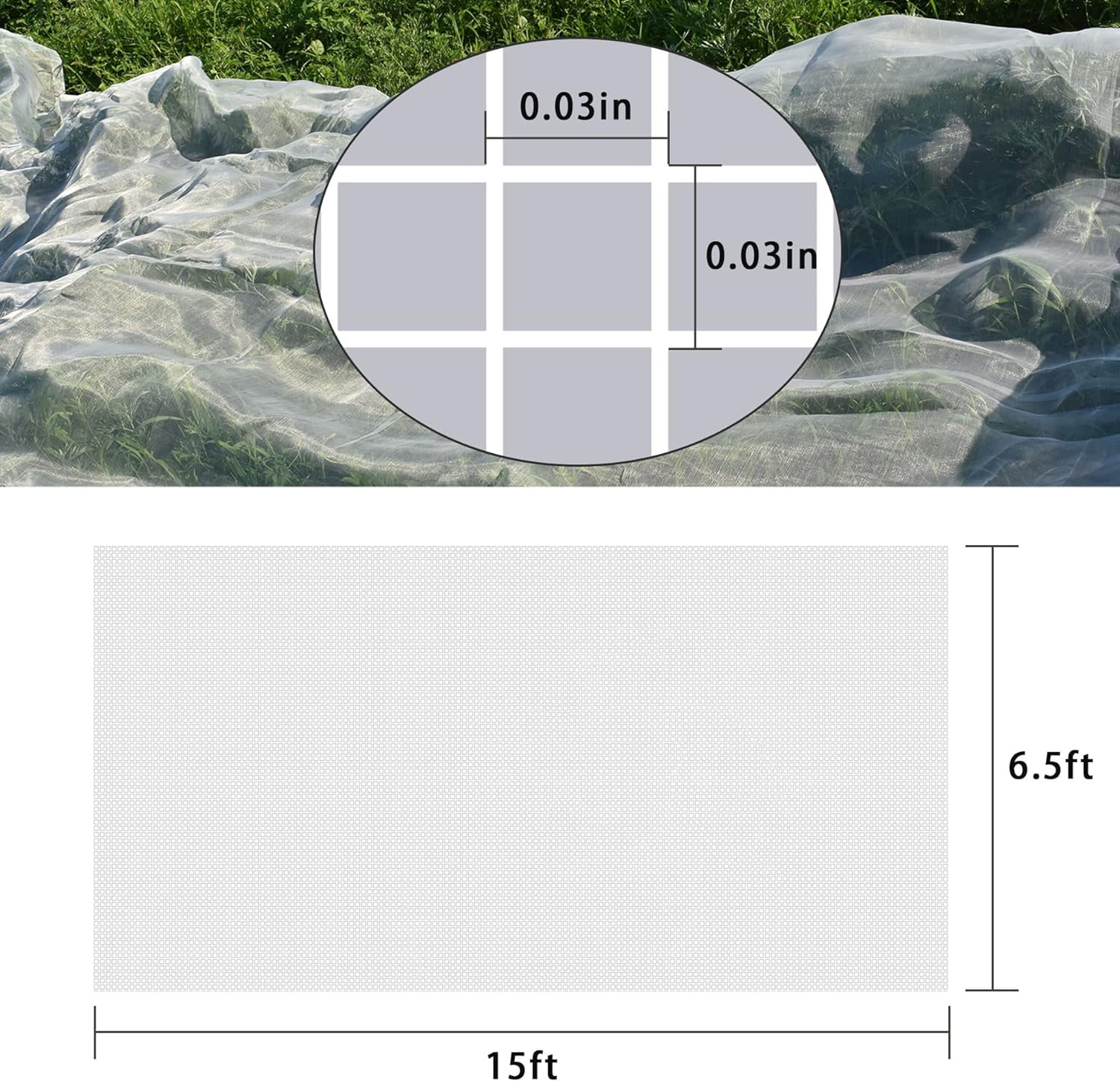 munirater Garden Insect Netting, 6.5ft x 15ft Fine Mesh Netting Bird ...