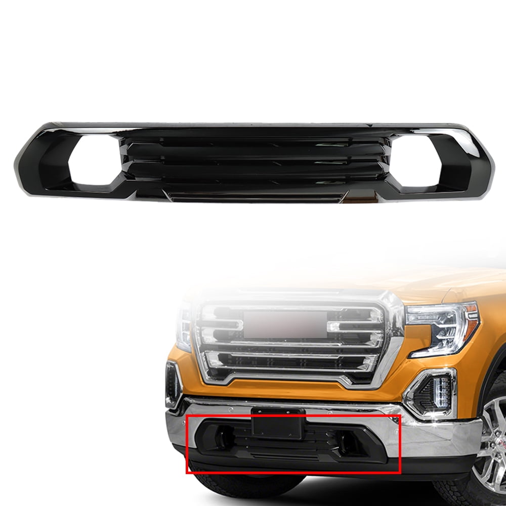 munirater Glossy Black Front Lower Bumper Filler Grille Plate ...