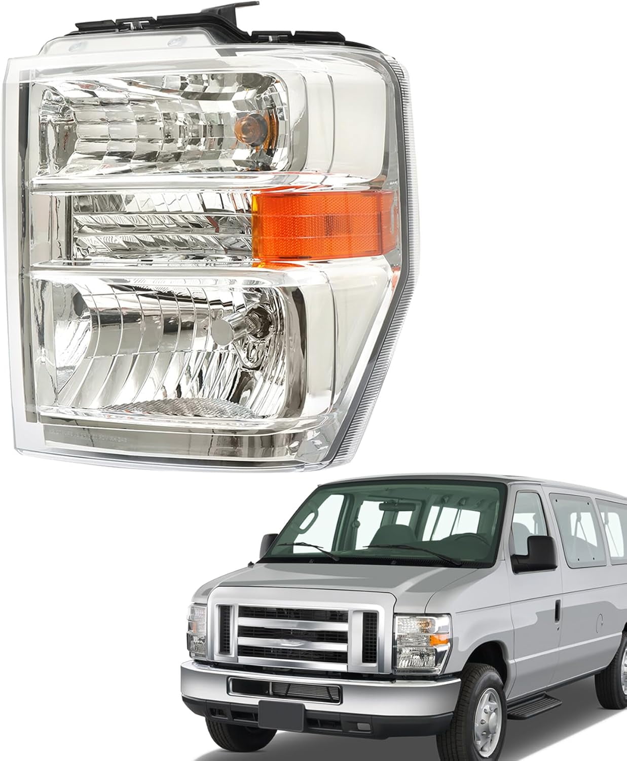 munirater Headlight Assembly Replacement for 2008-2014 E150 / E250 / E350 / E450 Left Headlamp ...