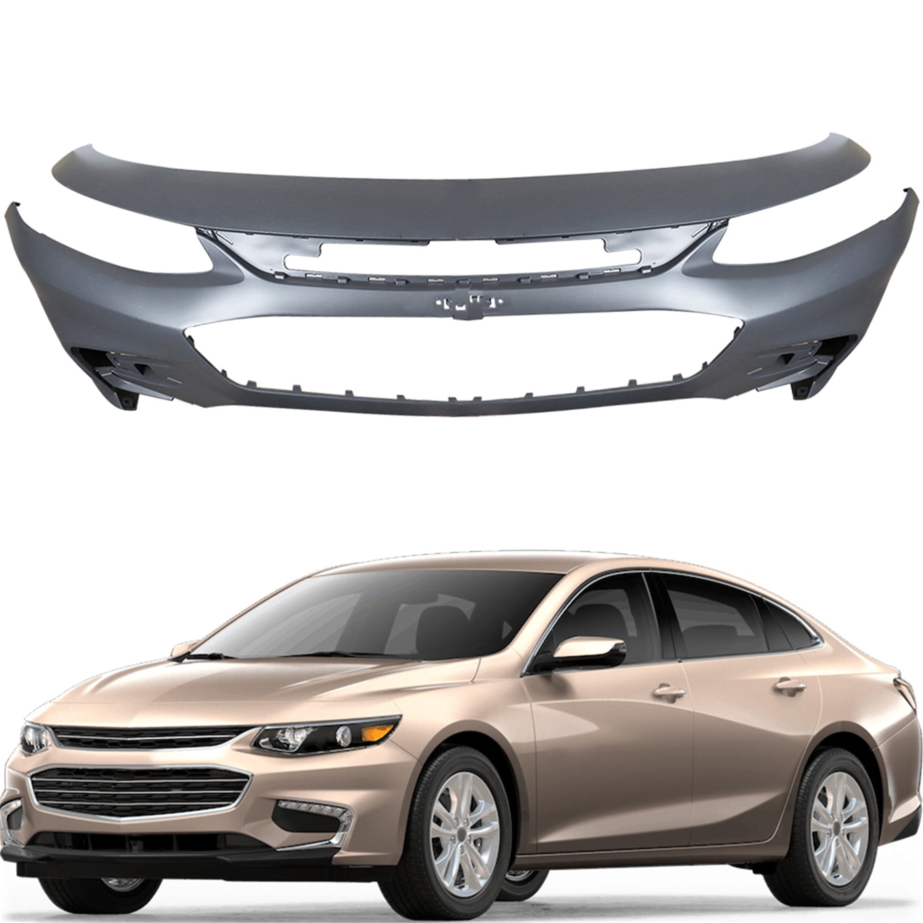 munirater Primered Front Bumper Cover Fascia Replacement for 2016-2018 ...